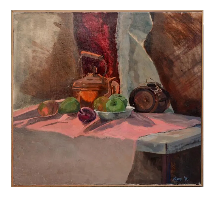 Cask and Copper Pot Still Life | Chairish