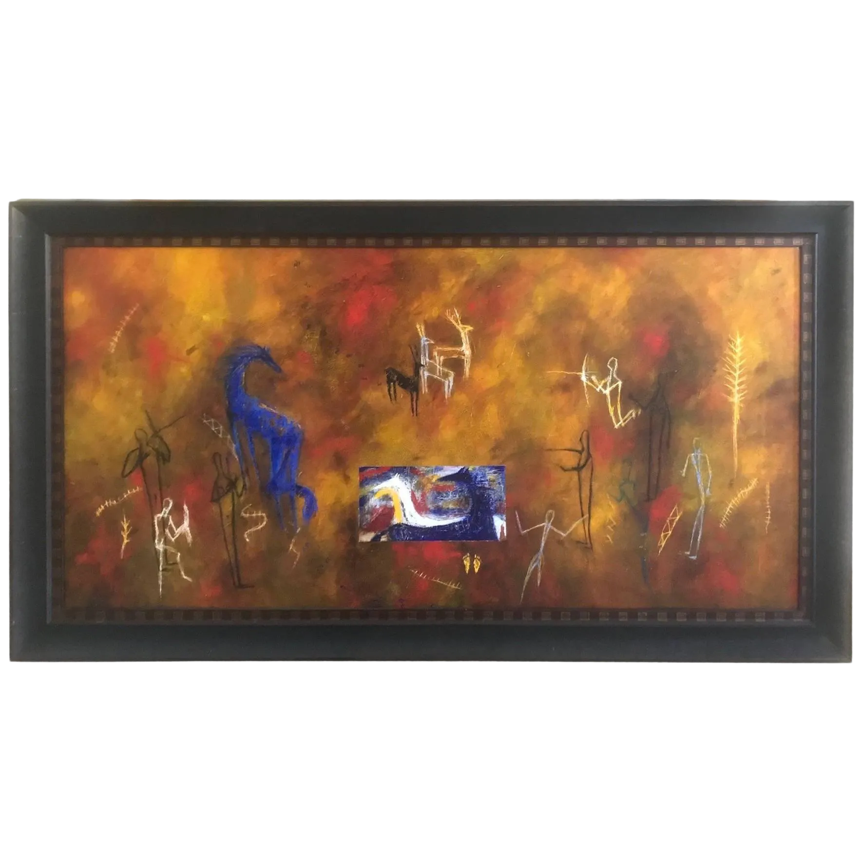 Striking and Large Horizontal Contemporary Painting | Chairish