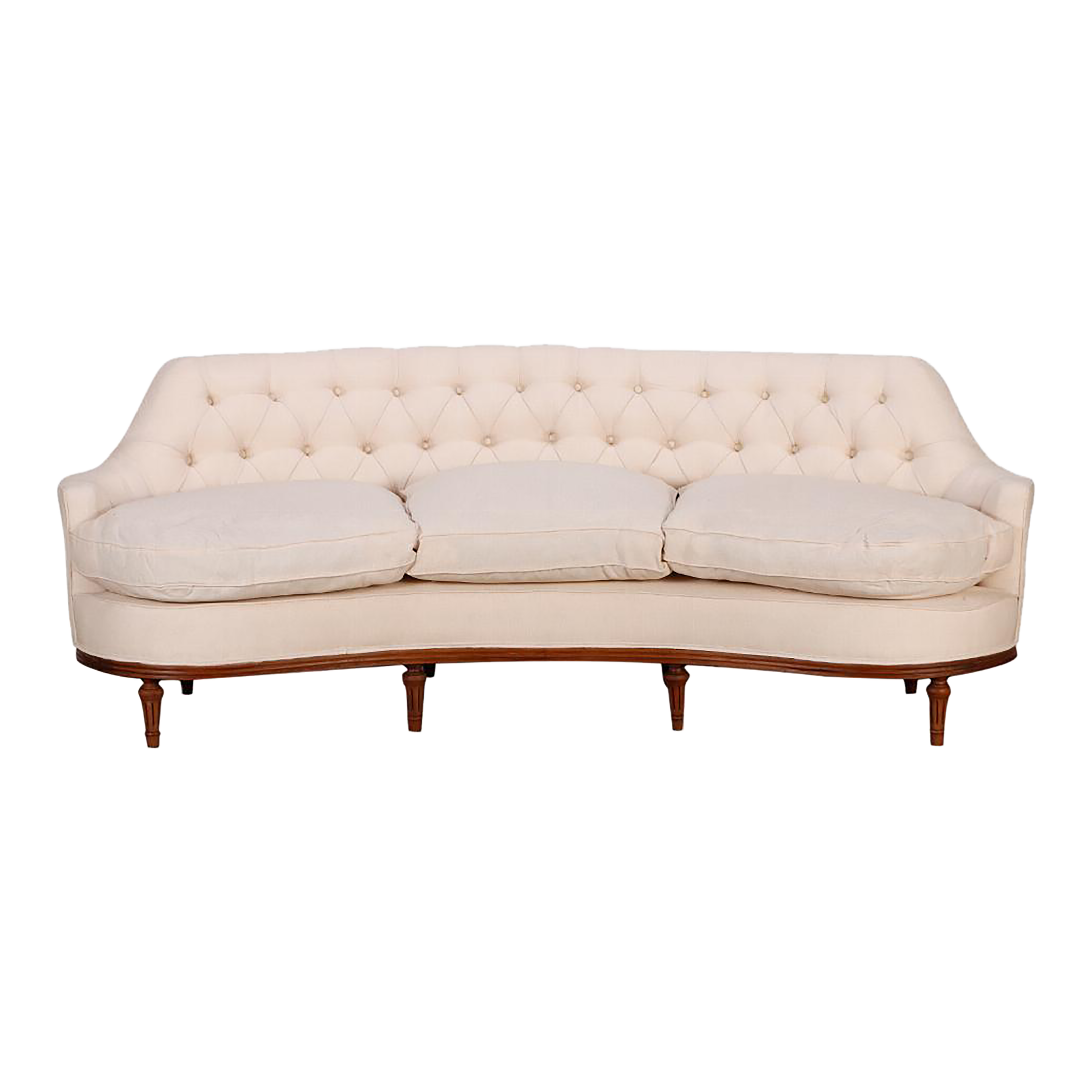 Classic Luxurious Tufted Curved Back Sofa, C 1940. | Chairish