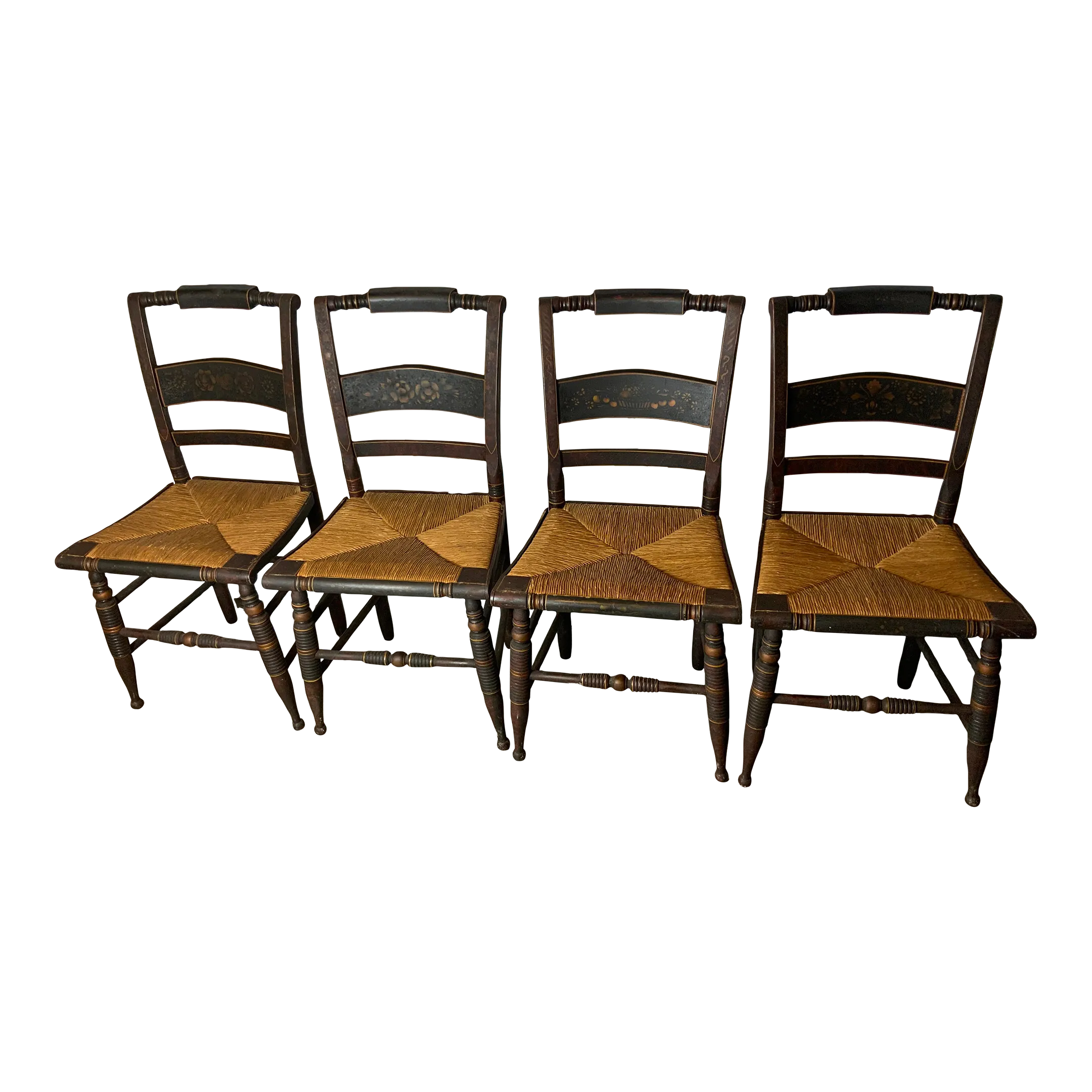 Early 19th Century American Grain Painted Stenciled Chairs - Set of 4 ...