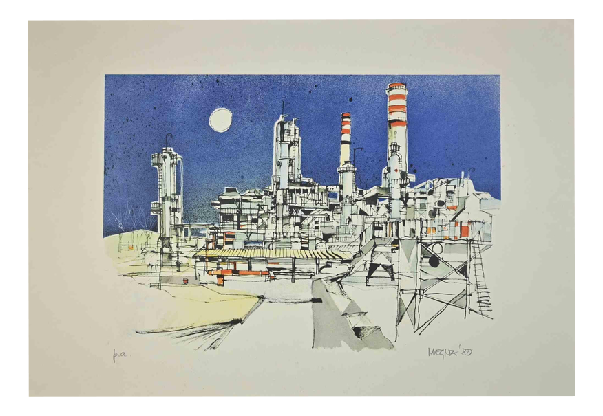 Giuseppe Megna, The Factory, Lithograph, 1980 | Chairish