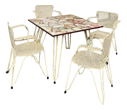 Vintage Metal Patio Outdoor Garden Set in Wire Mesh, 1960, Set of 5 ...