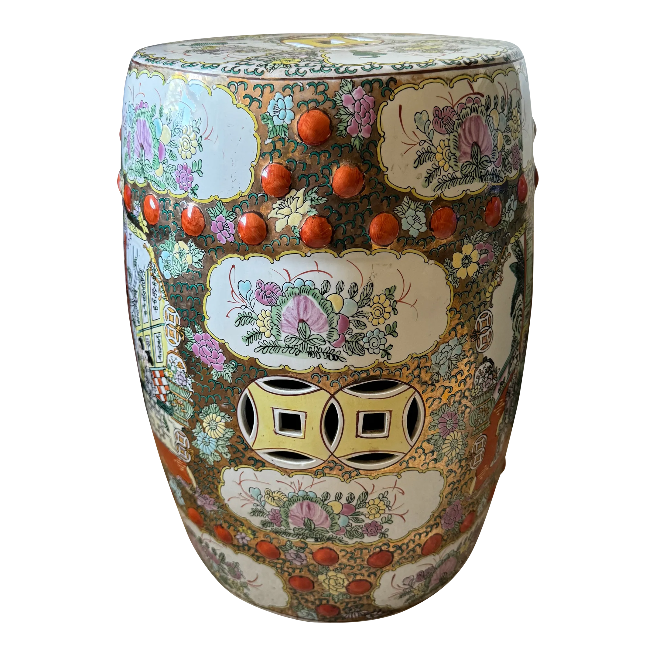 Vintage Rose Medallion Garden Stool | Chairish