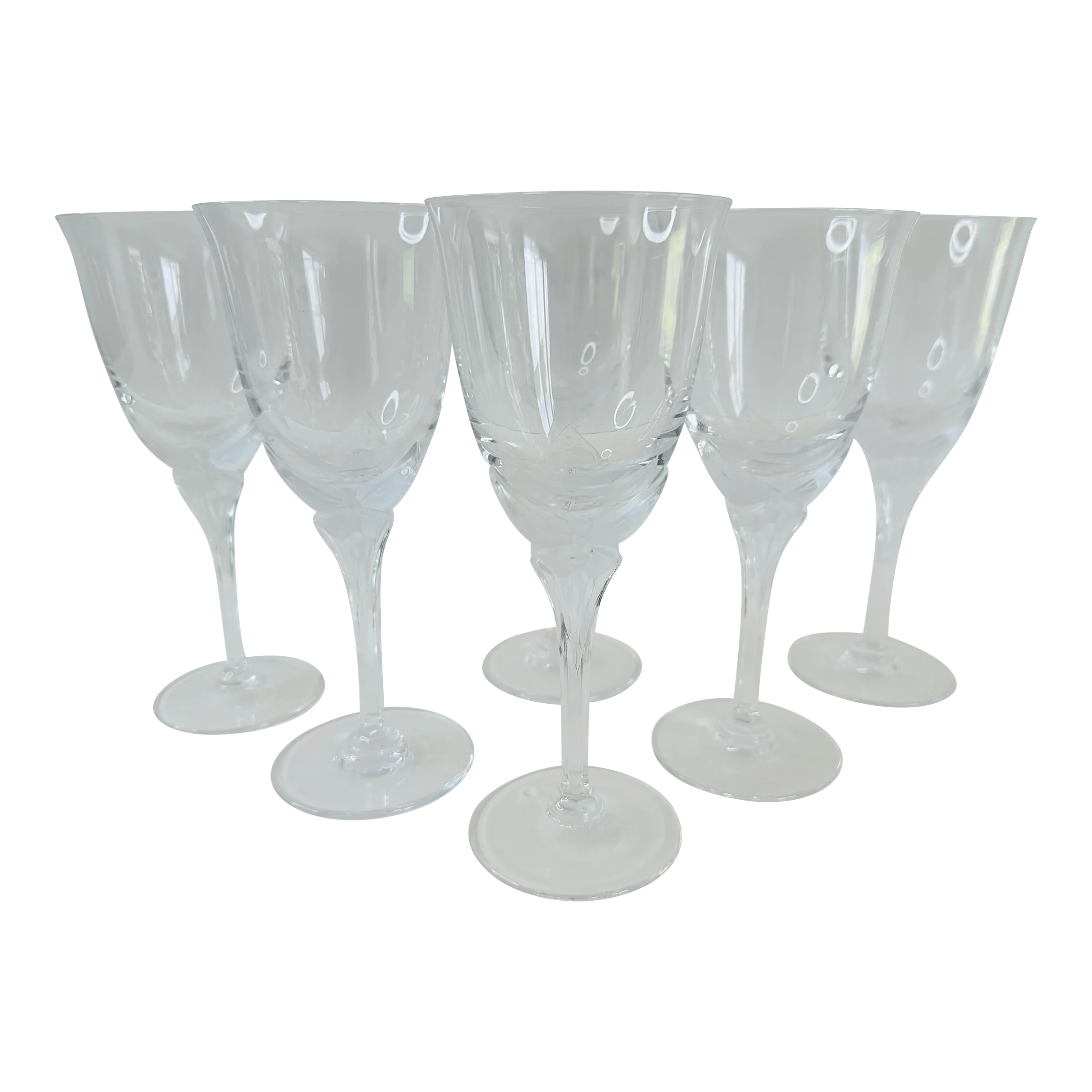 1980s Cristal De Sevres France Crystal Butterfly Wine Stems- Set of 6 ...