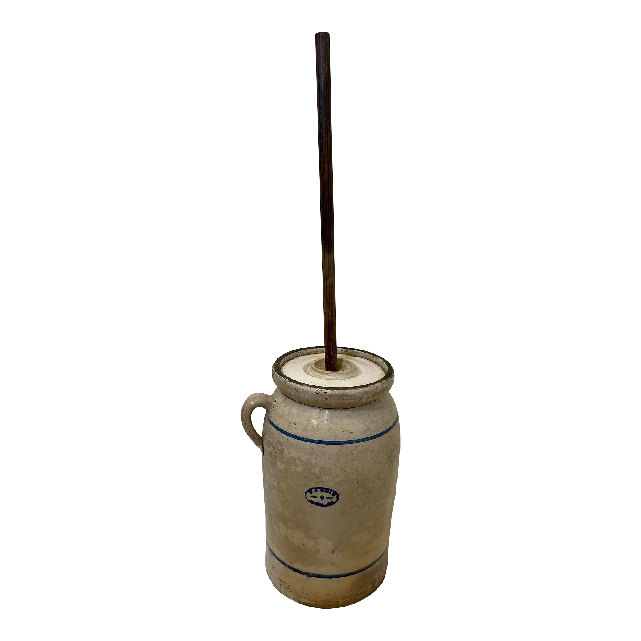 Antique 19th Century Handled American Stoneware Number 6 Butter Churn ...