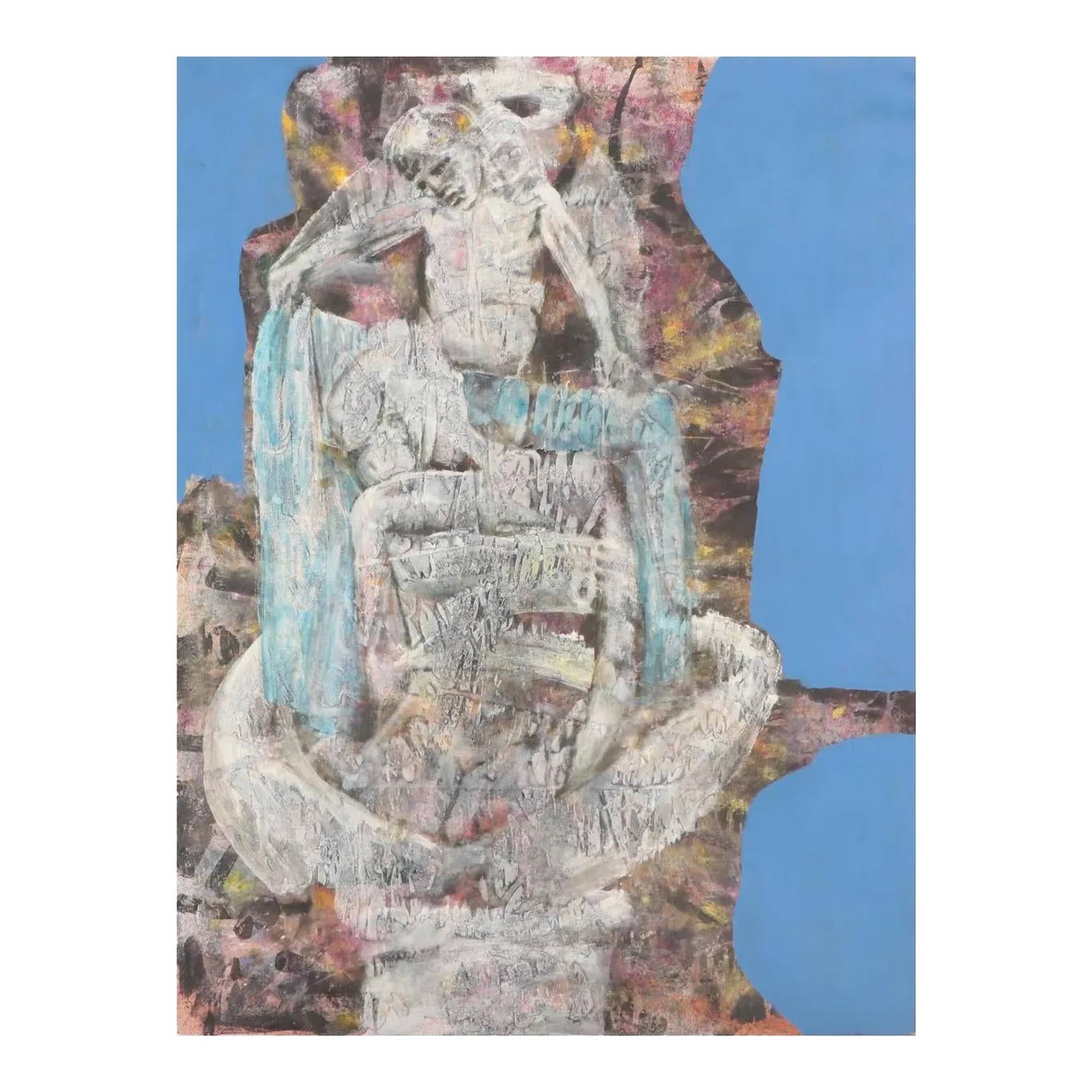 Mid 20th Century Original Modern Figurative Blue Oil Painting by Don ...