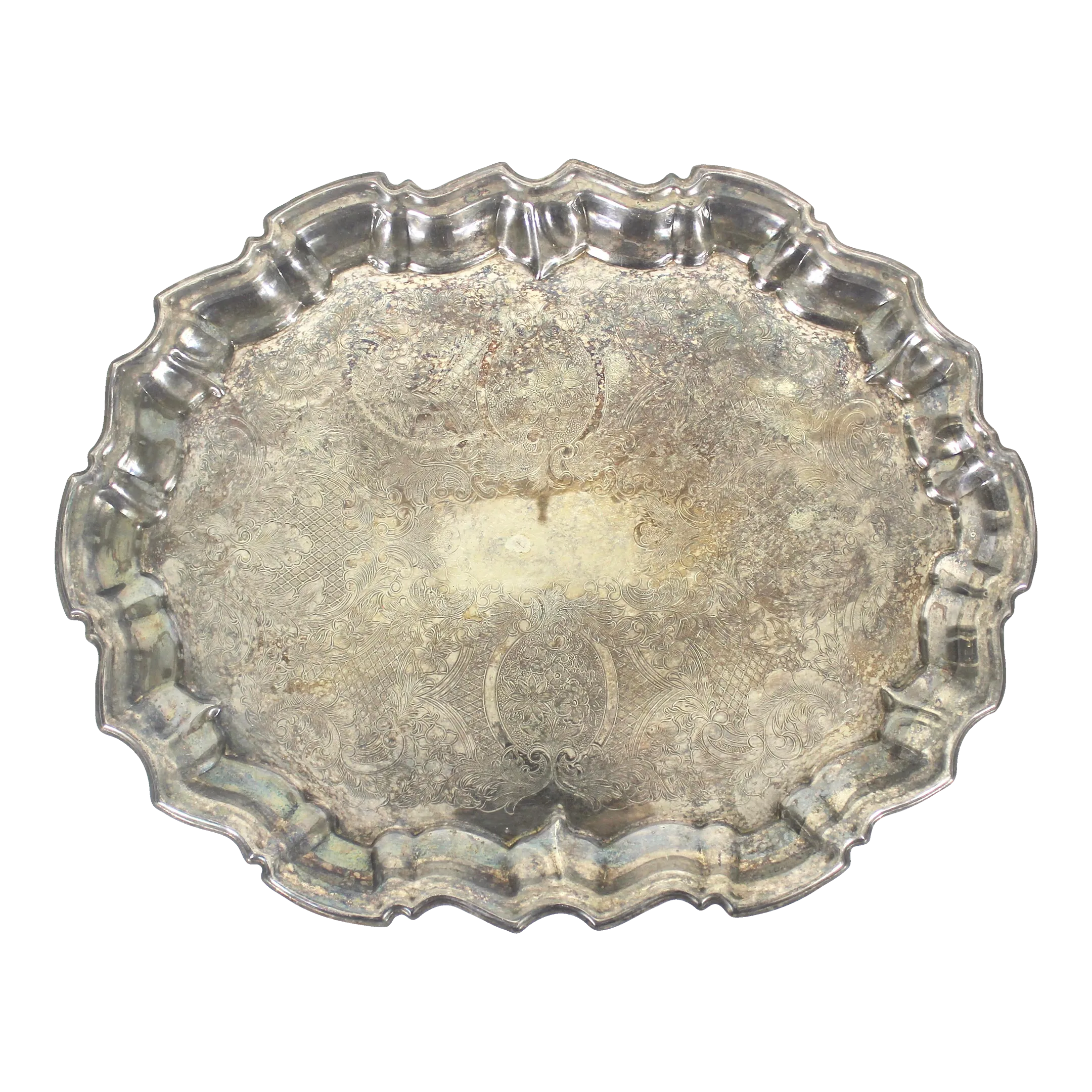 1960s Silver Plated Footed Serving Platter Tray With Feet | Chairish