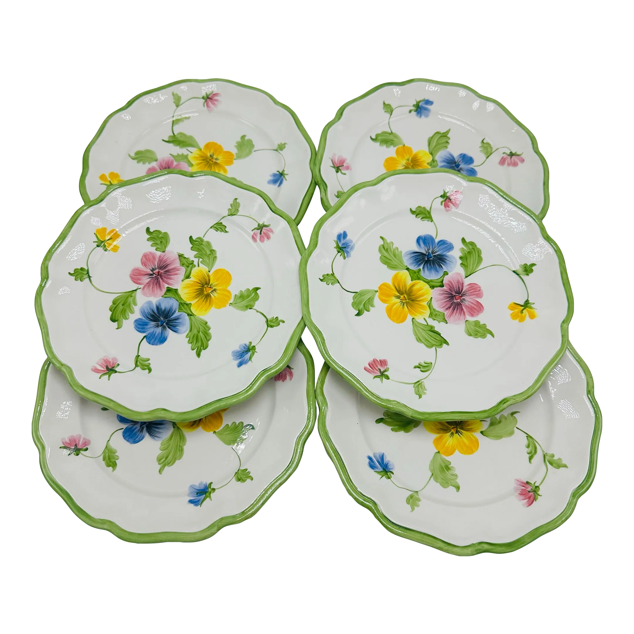 Vintage Floral Plates, Set of 6 | Chairish