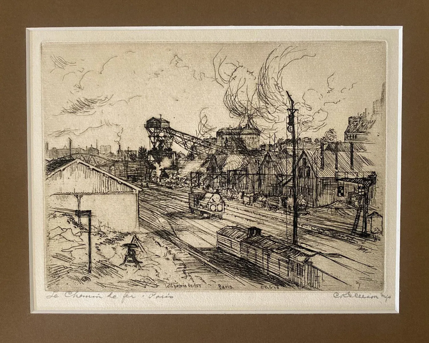 1910 Charles K. Gleeson Etching, "Chemin De Fer Paris" | Chairish