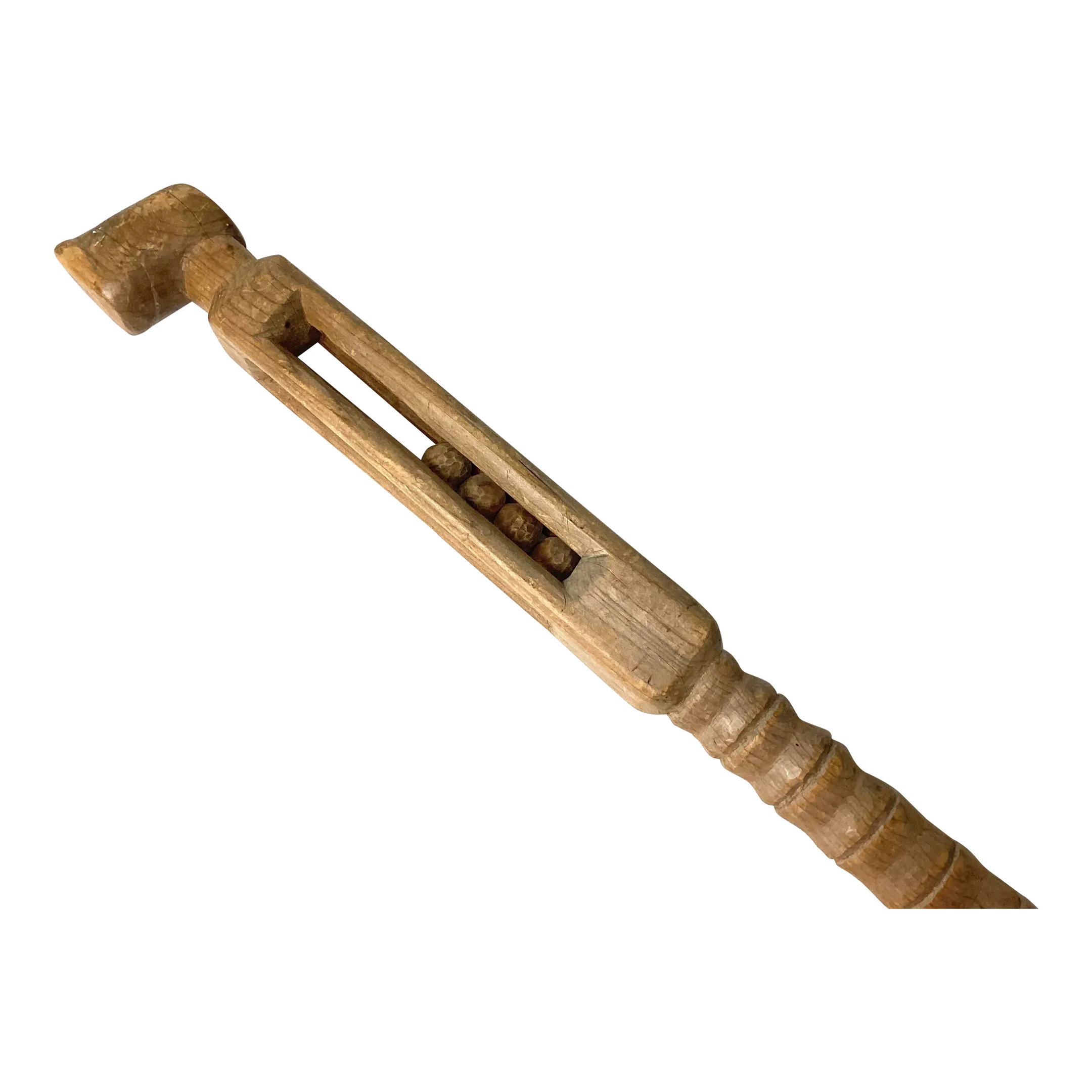 1930s Folk Art Balls in Cage Walking Stick Cane | Chairish