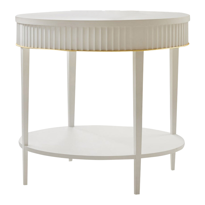 Modern History Round Scalloped End Table | Chairish