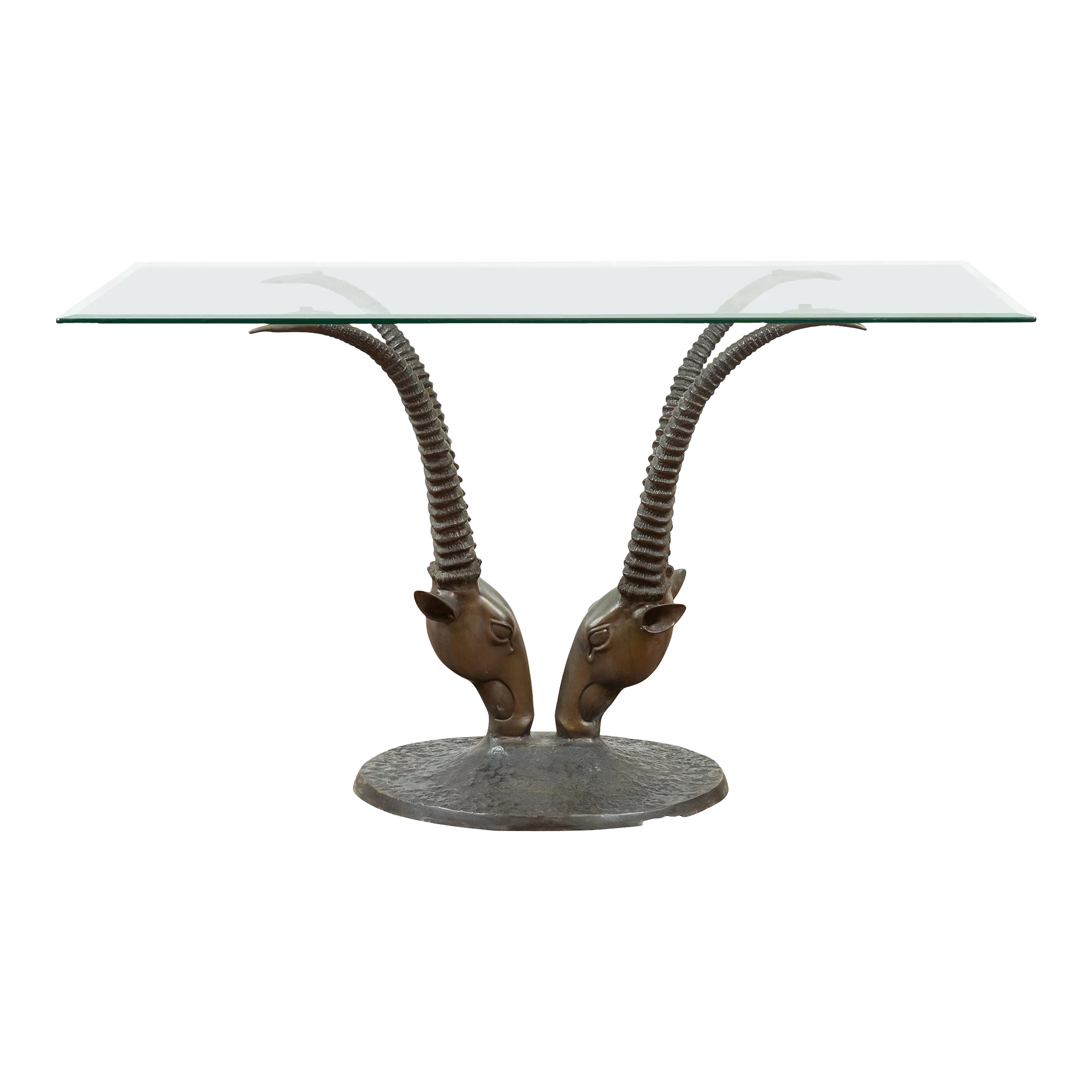 Contemporary Cast Bronze Double Antelope Dining Table Base with Dark ...