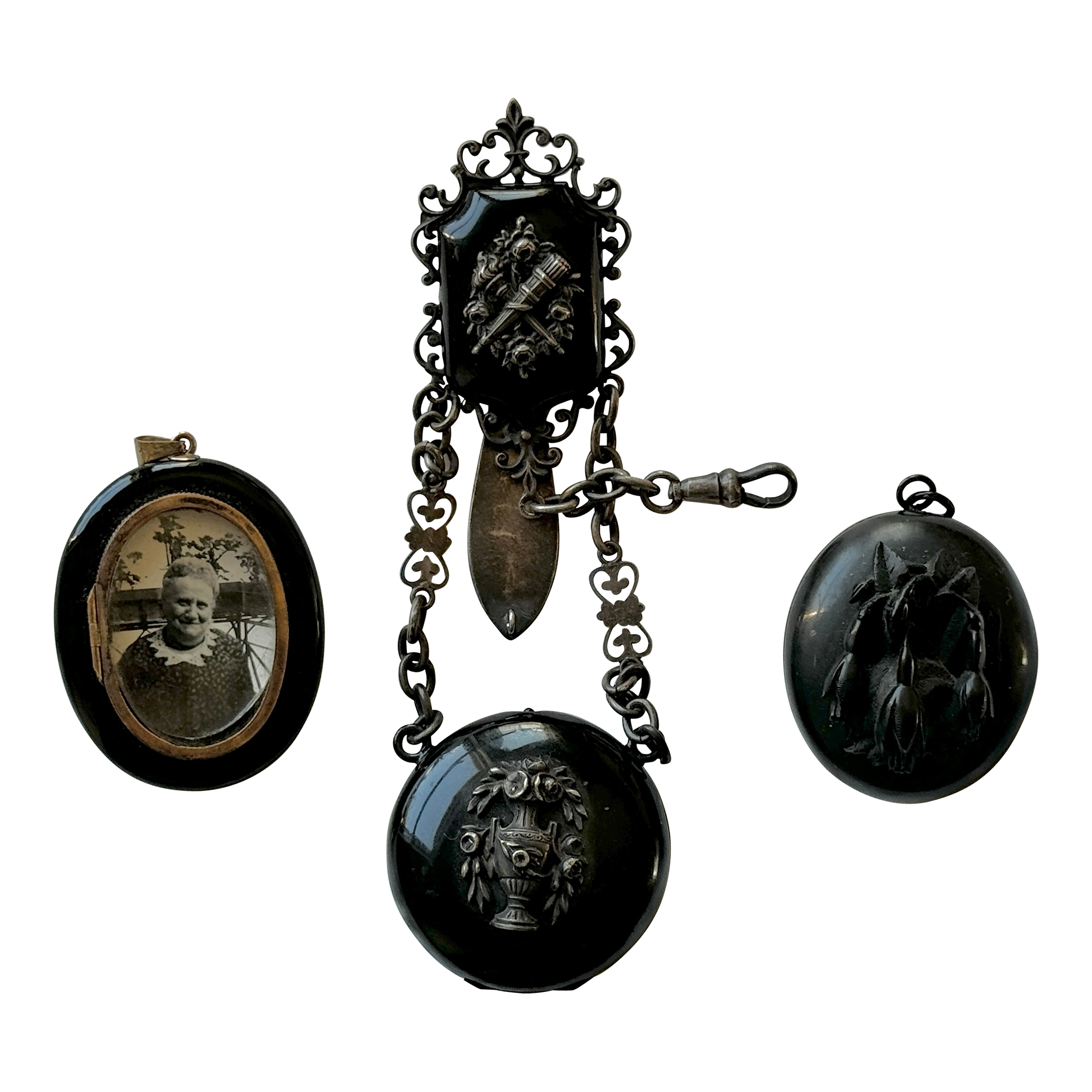 Three Victorian Pieces of Morning Including Chatelain | Chairish