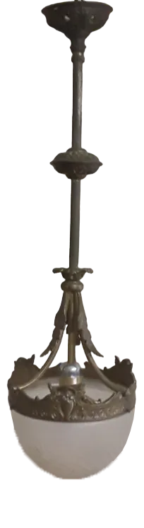 Antique Ceiling Lamp with Frosted Cut Glass Shade, 1890s | Chairish