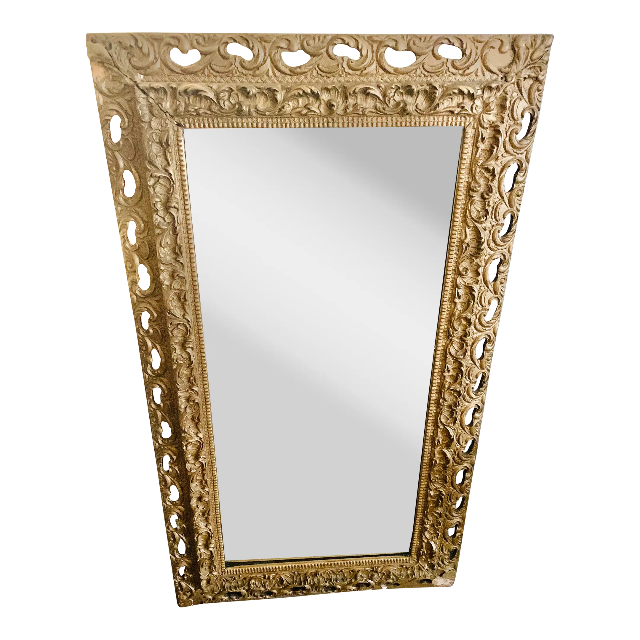 Large Antique Rococo Plaster Guilt Mirror | Chairish