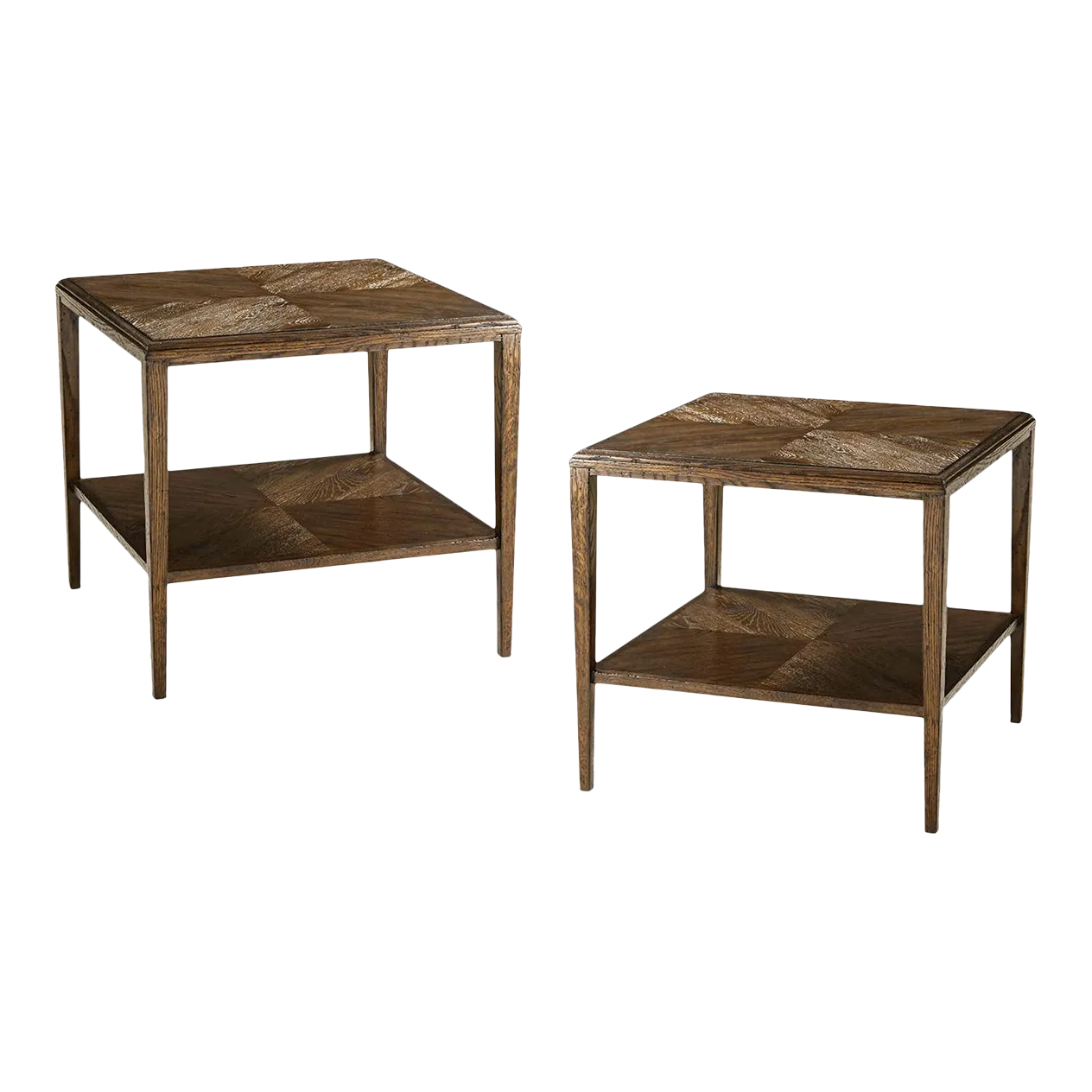 Dark Oak Rustic End Tables - a Pair | Chairish