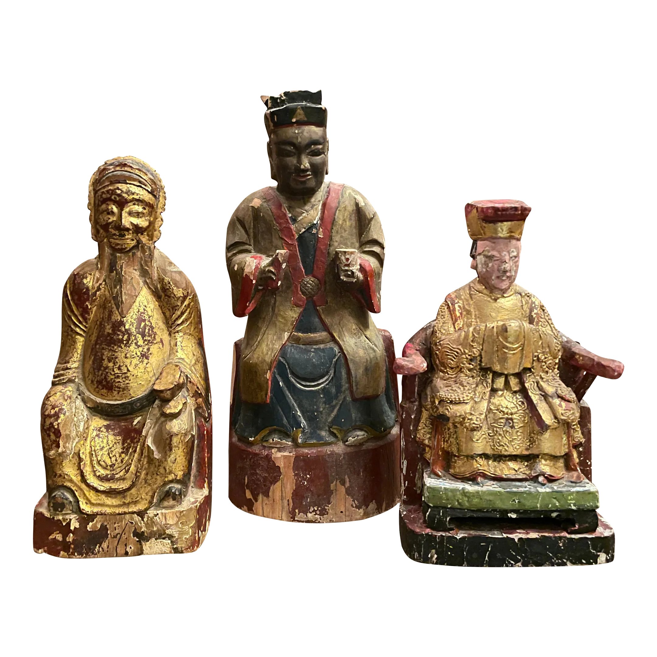 Antique Chinese Ancestor Figures- a Set of 3 | Chairish