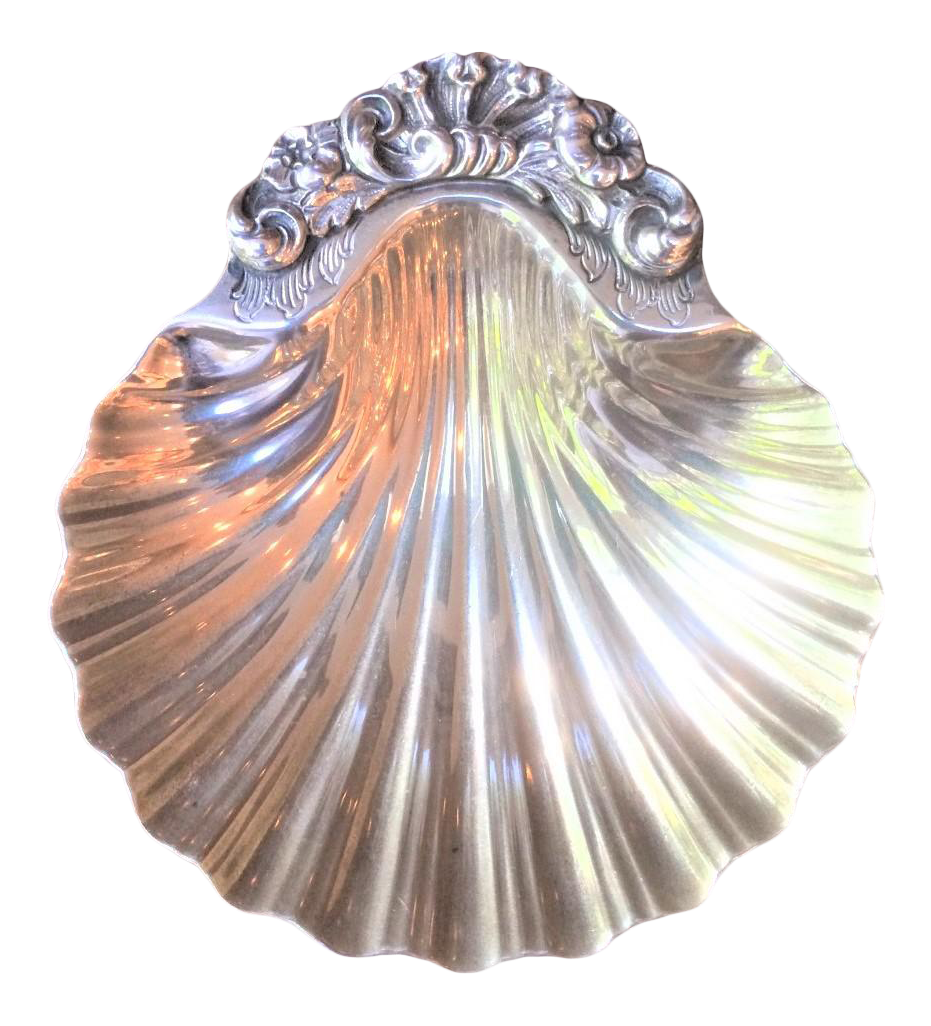 Antique Solid Silver Clam Shell Small Plate, Italy | Chairish