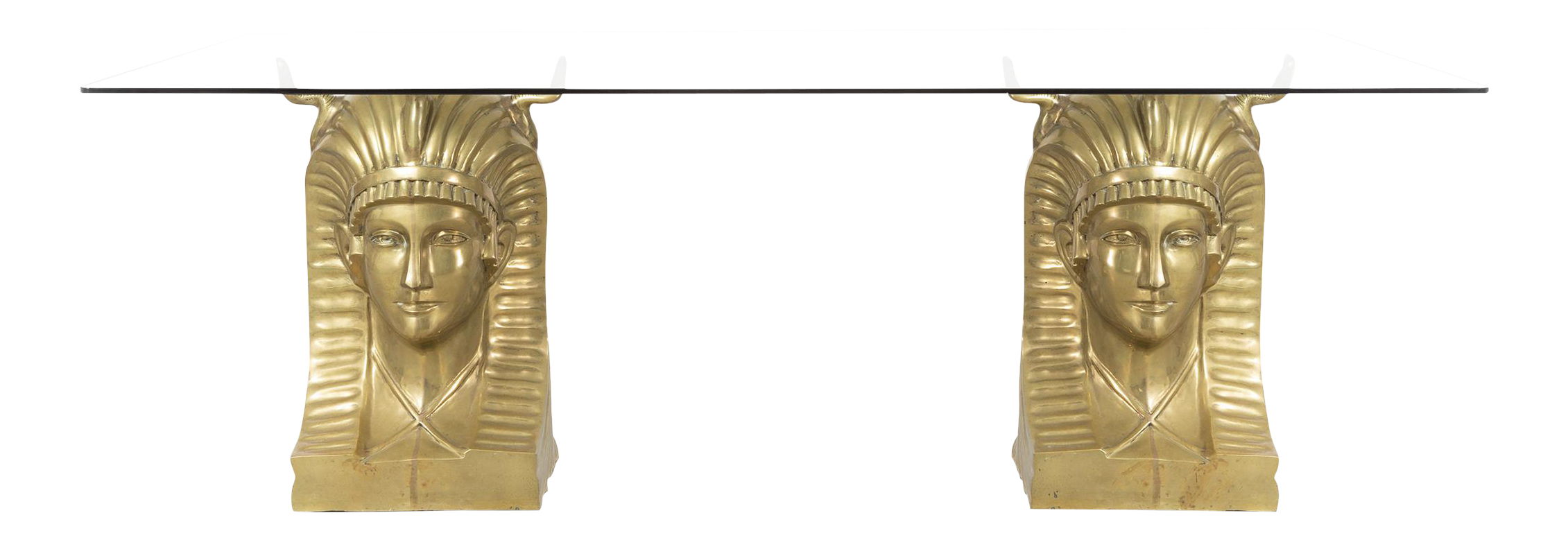 Monumental Brass Pharaoh’s Head Dining Table | Chairish