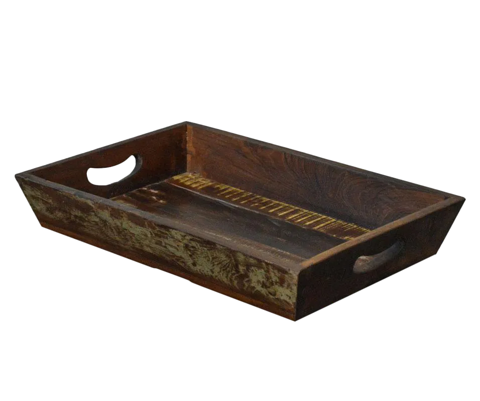 Rustic Primitive Style Reclaimed Wood Serving Tray | Chairish