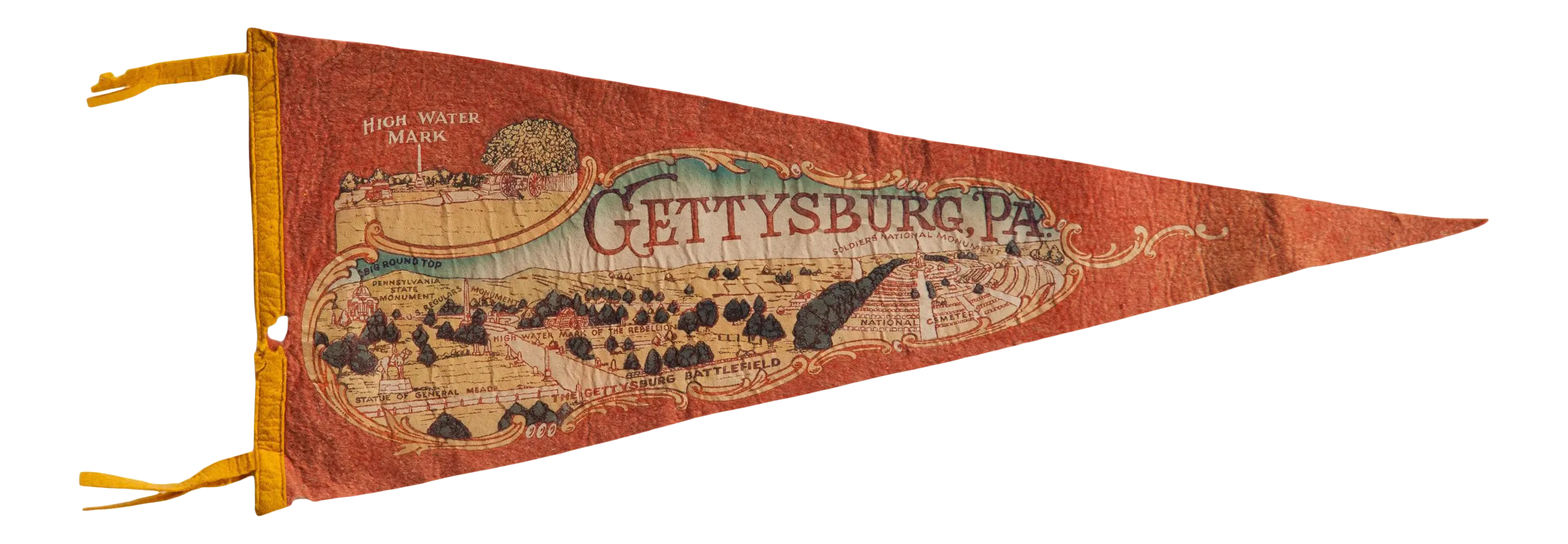 Vintage Gettysburg Pa Felt Flag | Chairish