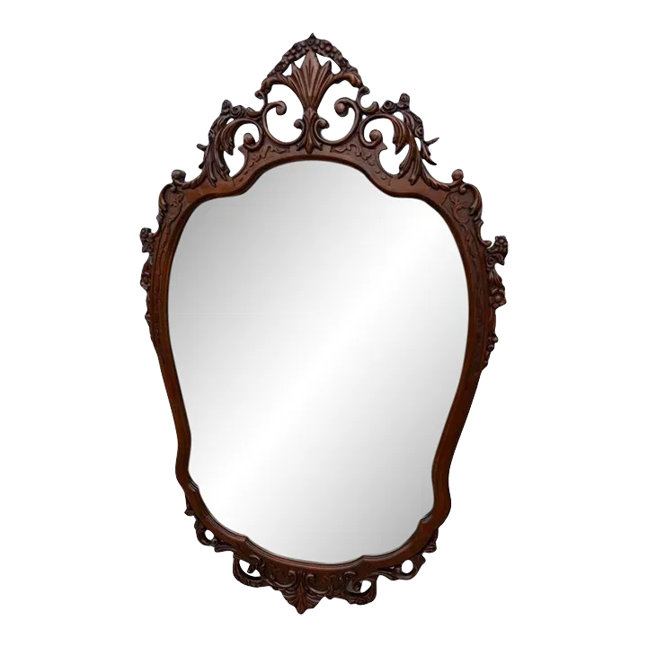 Antique Victorian Style Carved Wood Mirror | Chairish