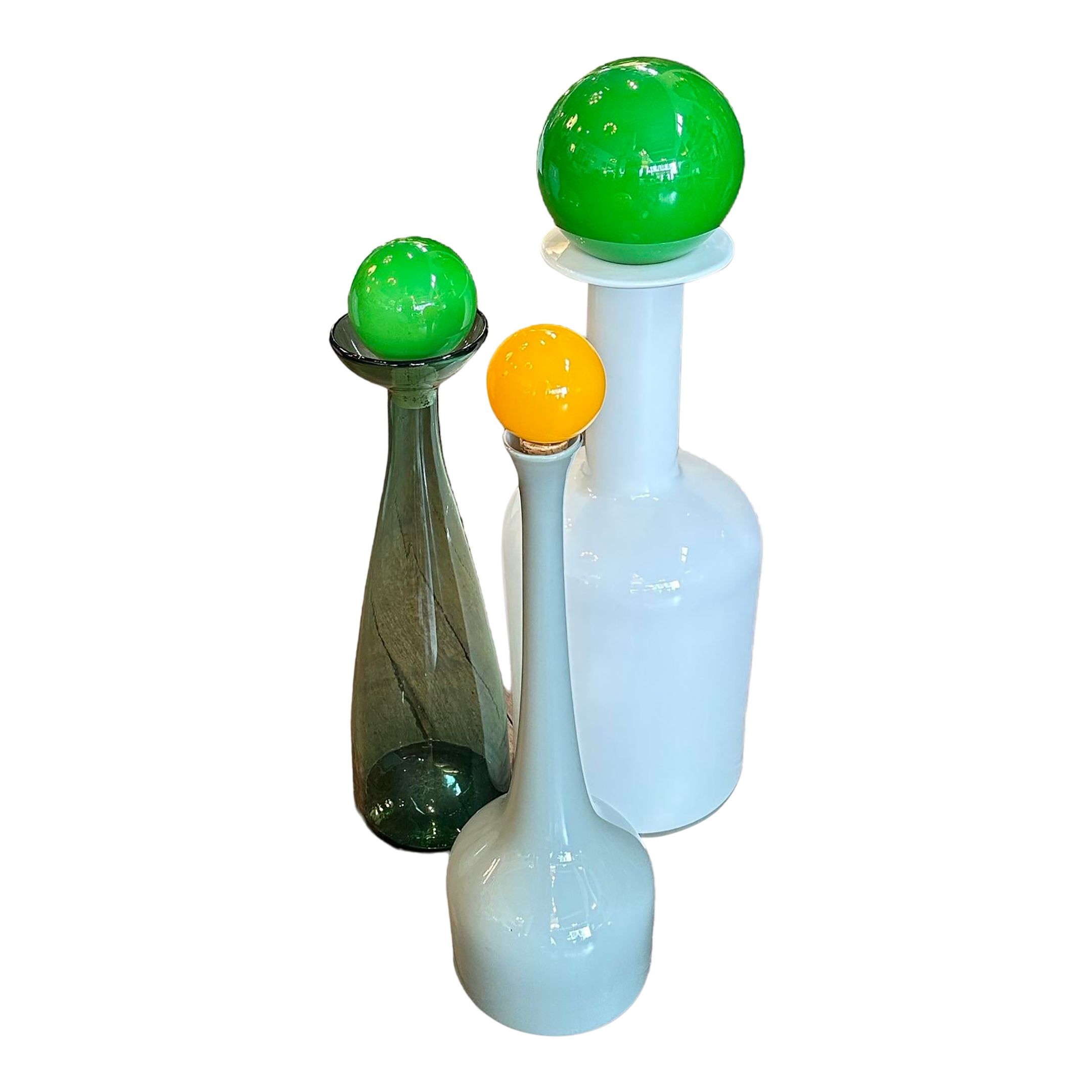 Large 1960s Otto Brauer Style Glass Bottles With Spherical Glass ...