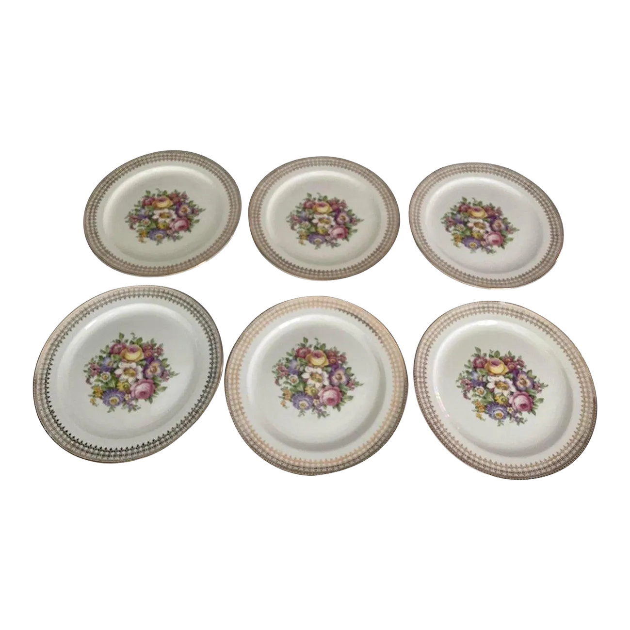 Mid 20th Century 22k Gold China Plates- Set of 6 | Chairish