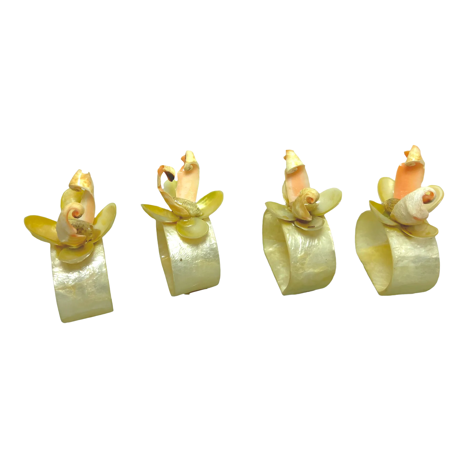 Vintage Capiz Shell Napkin Rings- Set of 4 | Chairish
