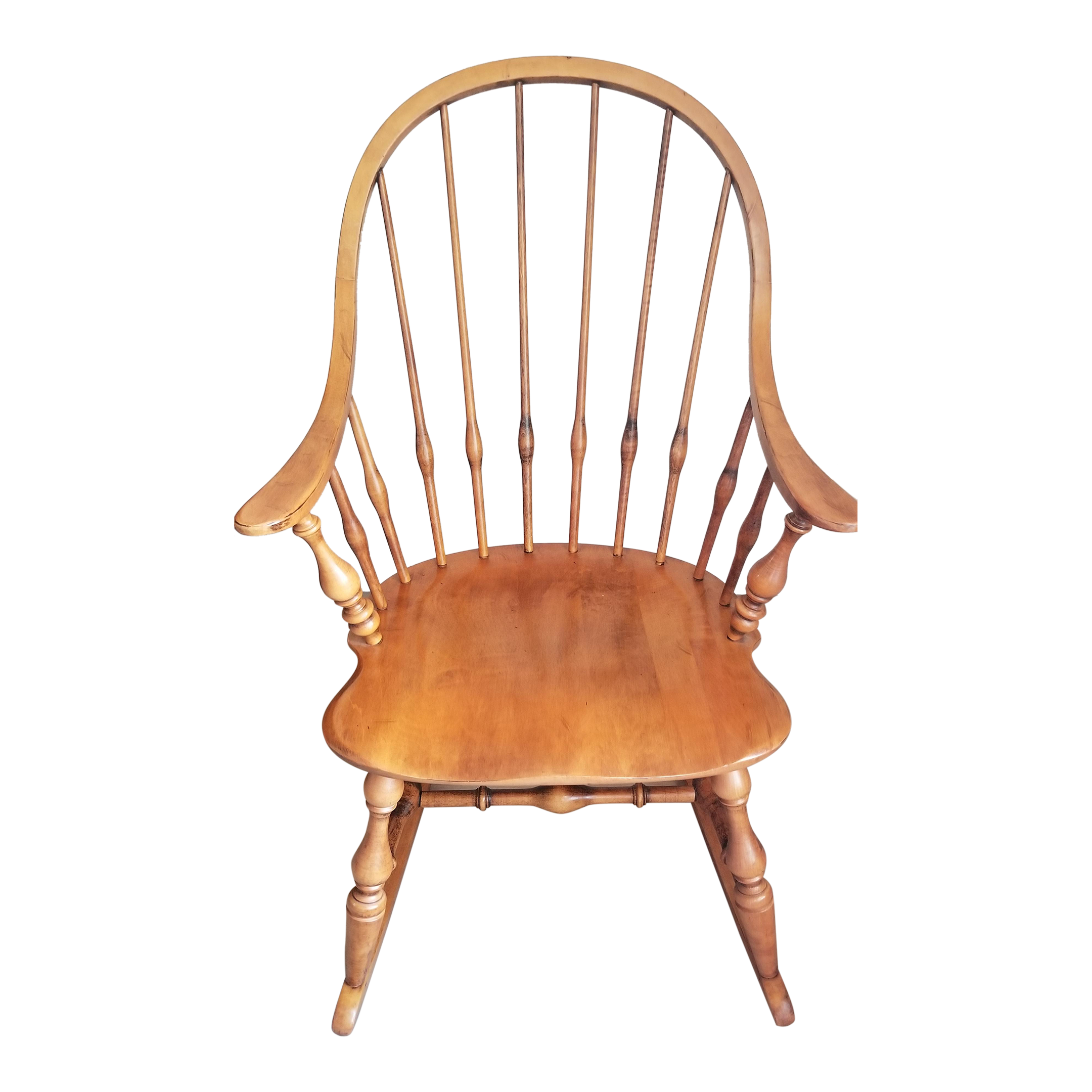 1980s Vintage Ethan Allen Heirloom Oak Rocking Chair | Chairish