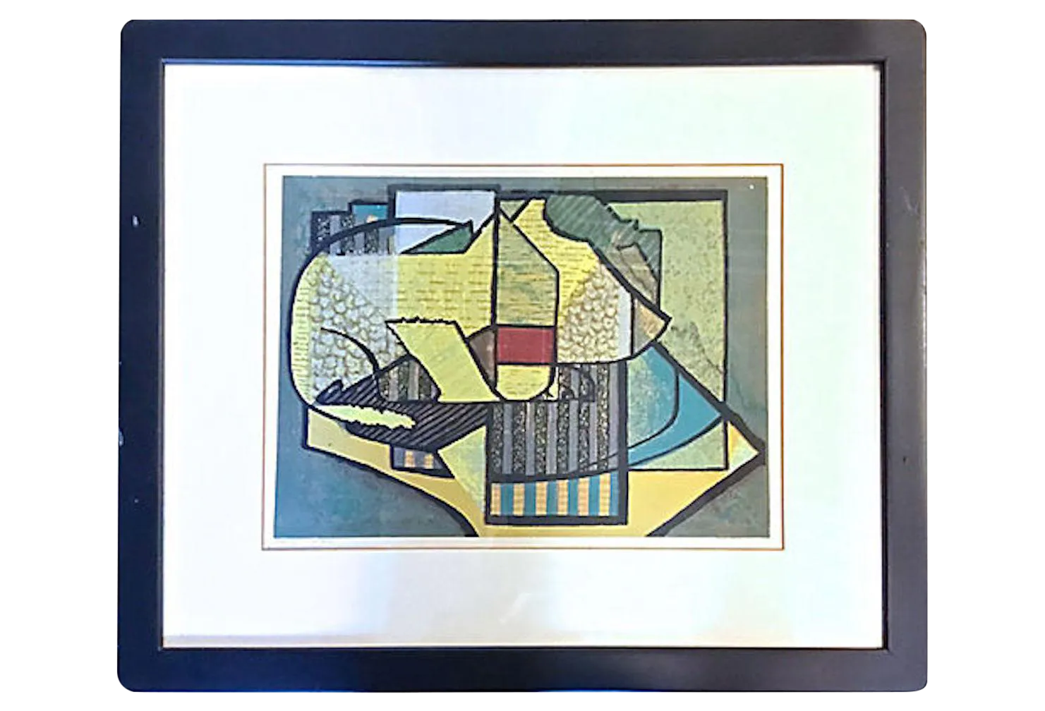 Vintage Mid-Century Modern Abstract Lithograph Print | Chairish