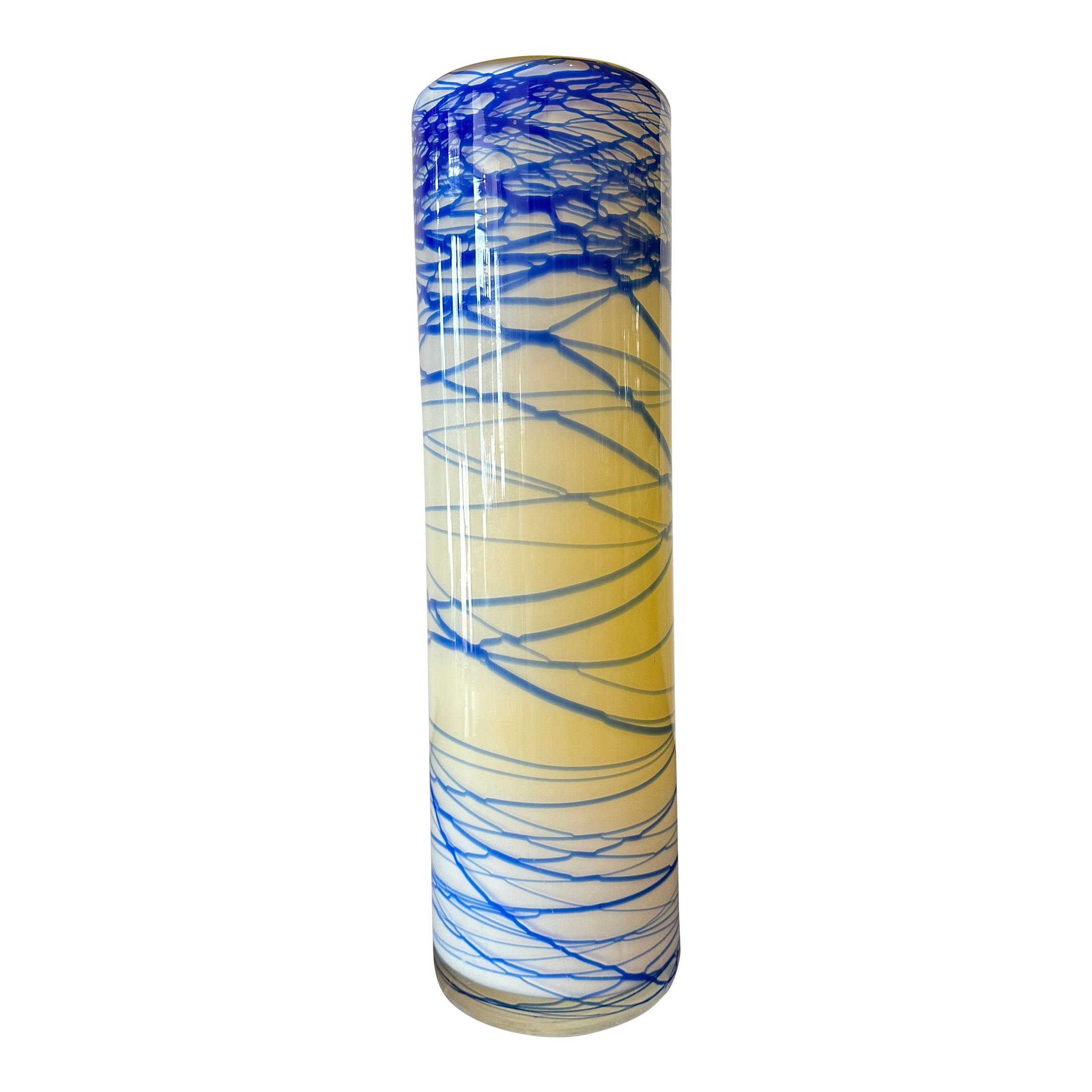 Vintage Art Glass Vase With Blue Detail Chairish