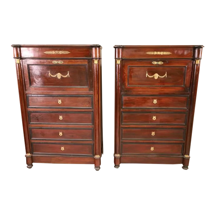 Pair of 19th Century French Empire Secretaries | Chairish