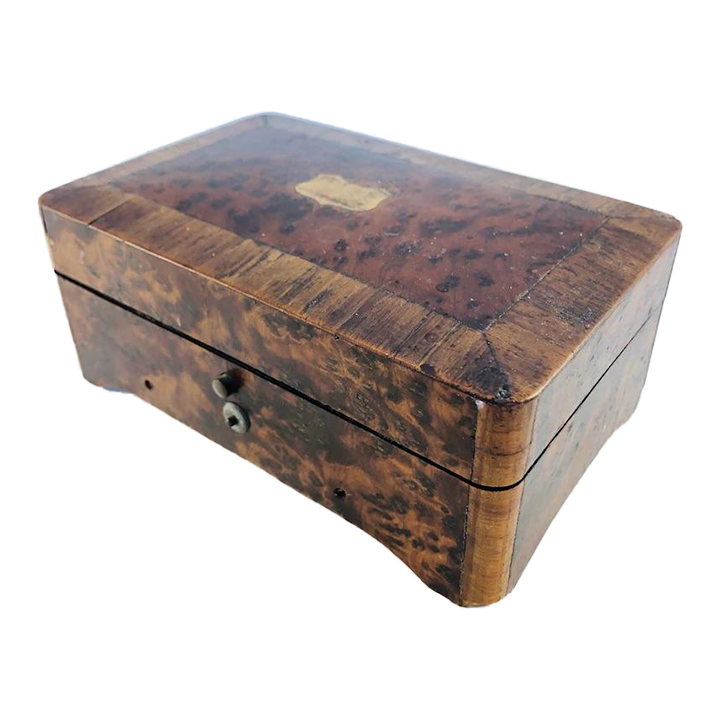 Late 1800s French Music Box Walnut Burl Wood | Chairish