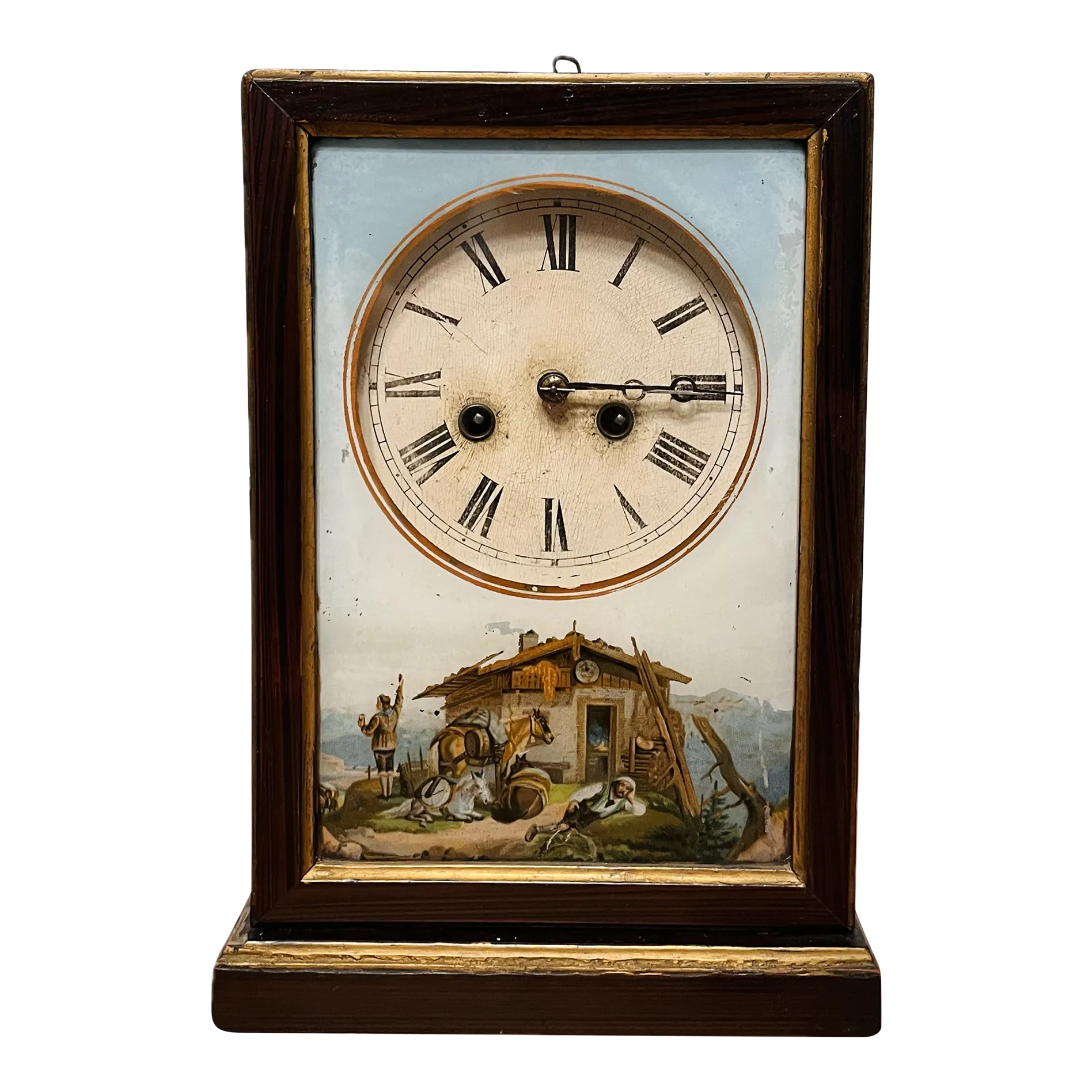 Late 19th Century Junghans Hand Painted Clock | Chairish