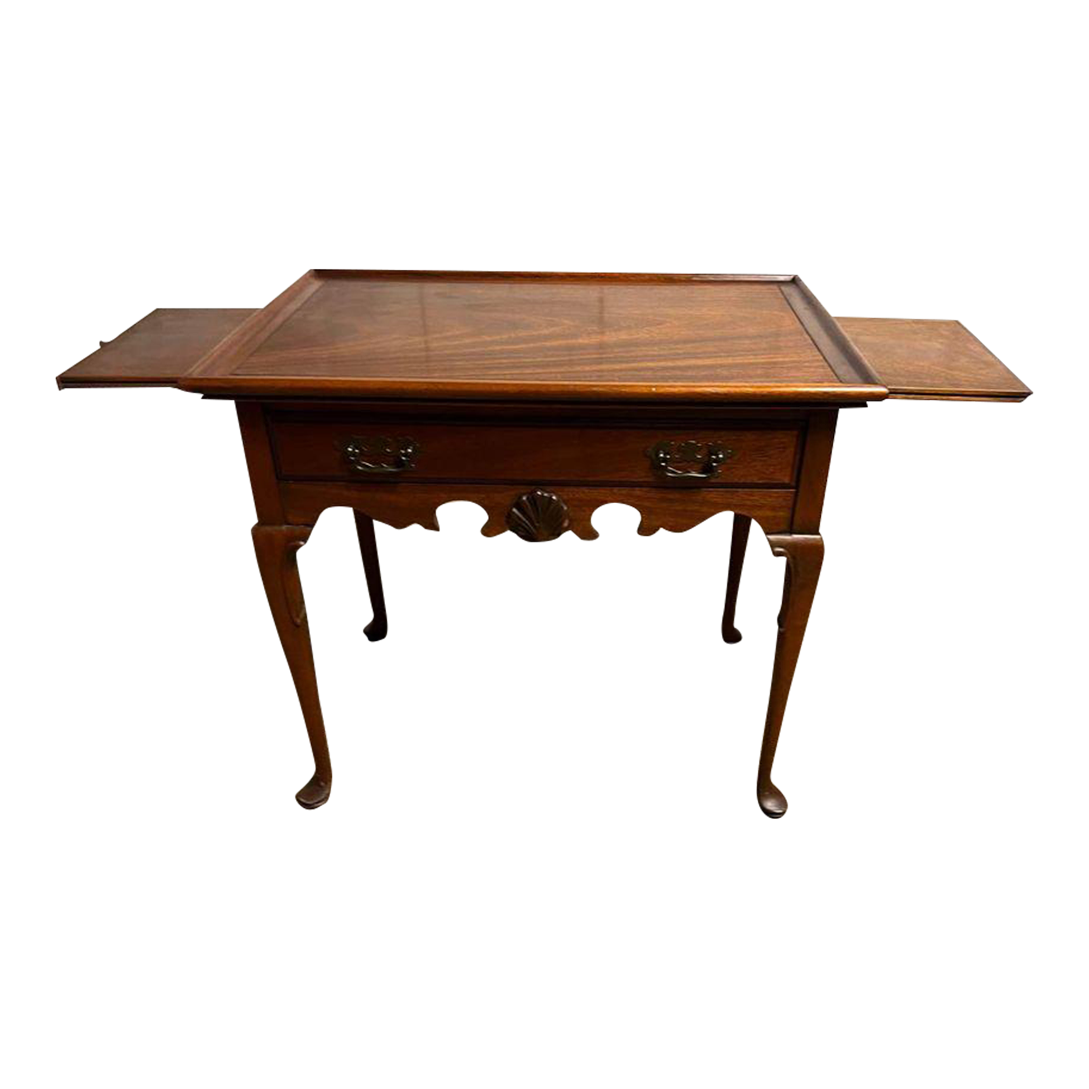 Vintage Solid Cherry Side Table With 2 Trays | Chairish