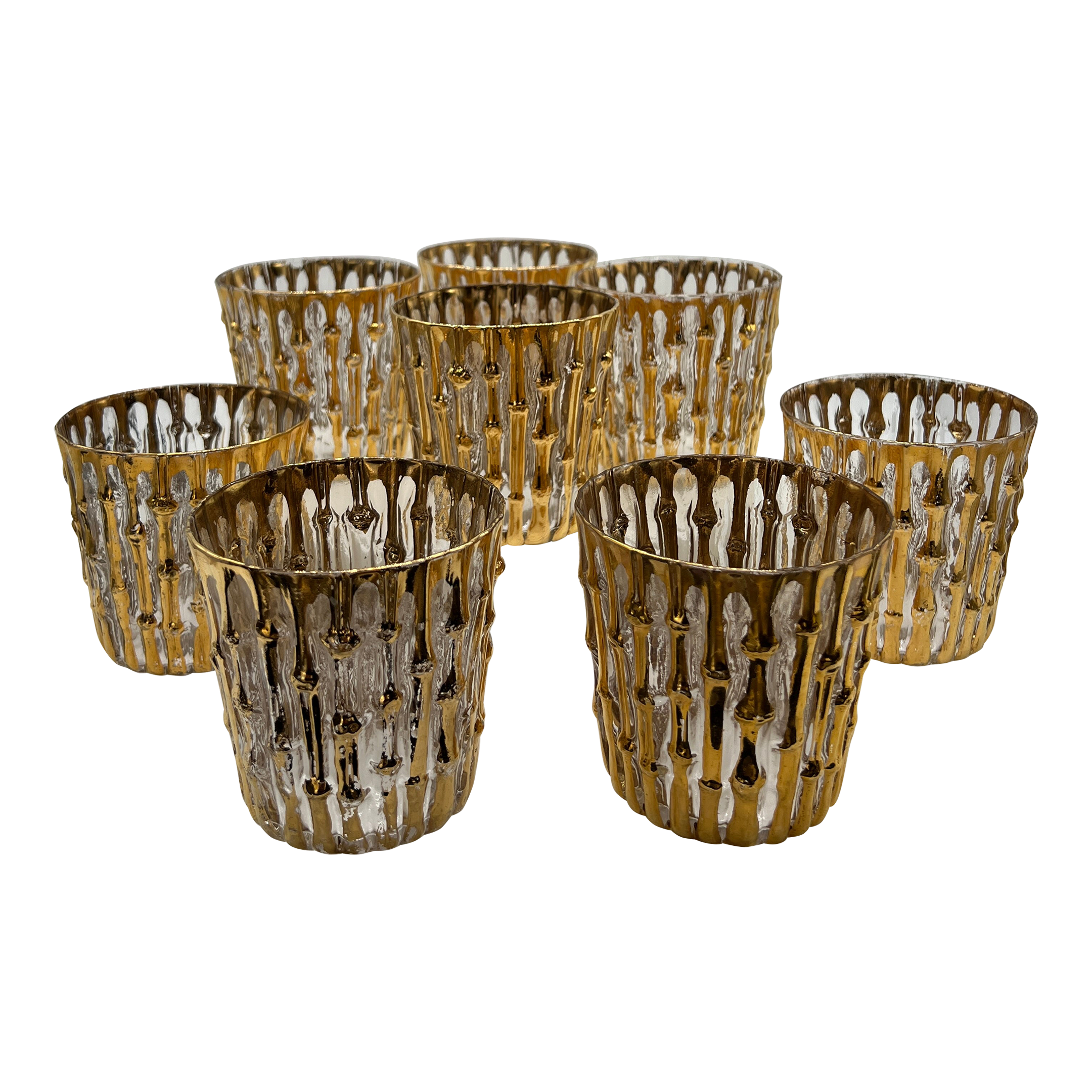 Set of 8 1960s Mid-Century Imperial Bamboo Rocks Glasses With 22k Gold ...
