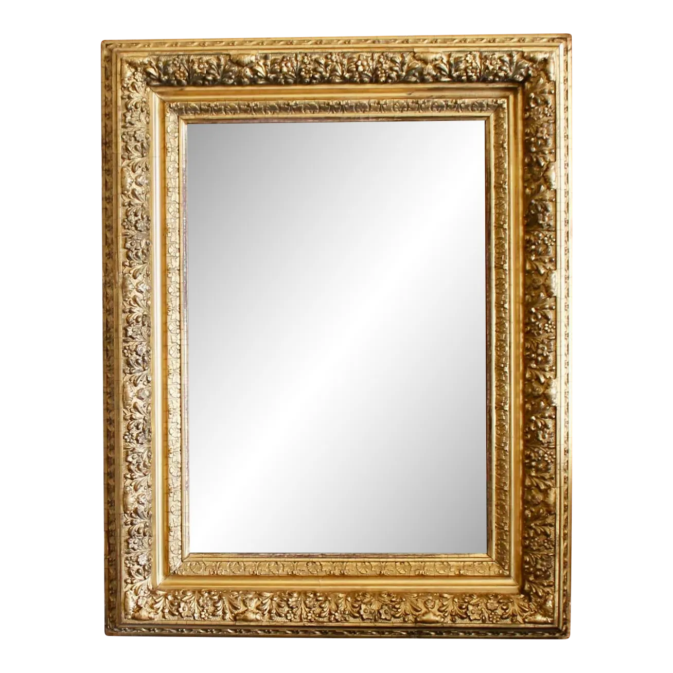Antique English Gilt Wood Rectangular Mirror | Chairish