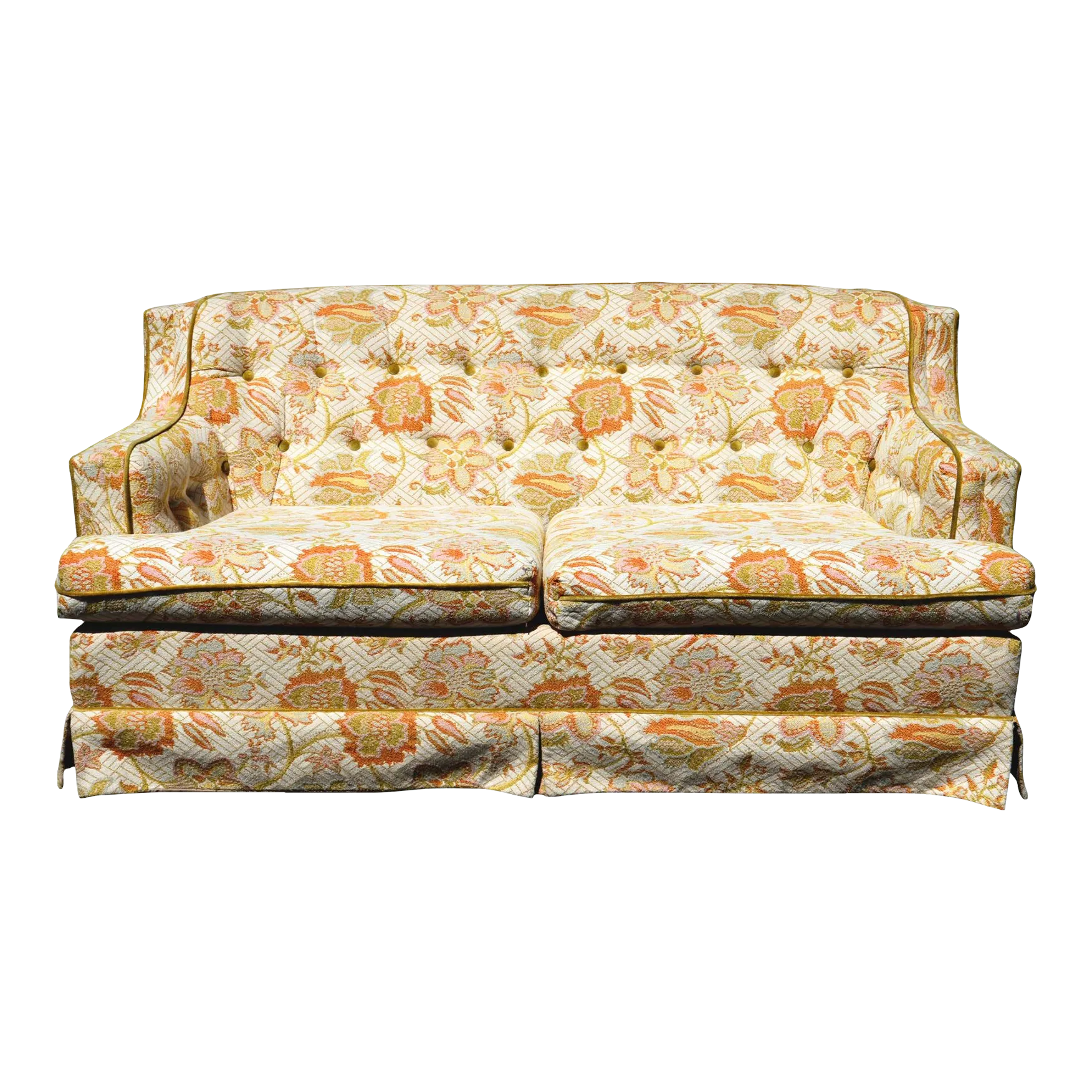 Mid Century Tufted Floral Loveseat Sofa