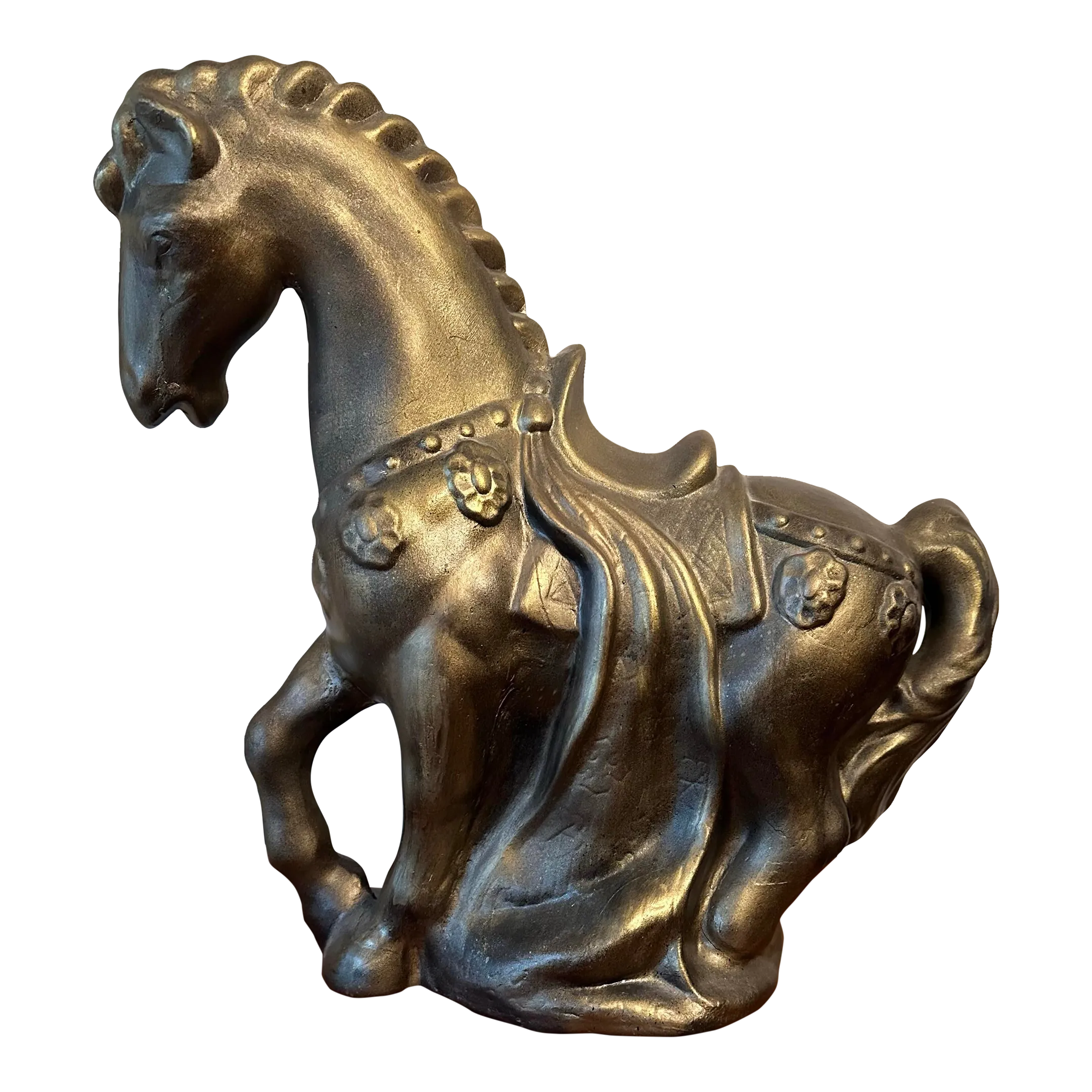 Large 1980s Chinese Tang Dynasty Style Horse Bronze Painted Plaster ...