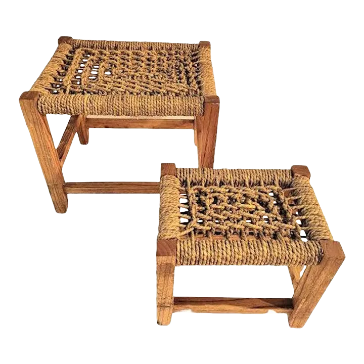 Seagrass Footstool - Pair | Chairish