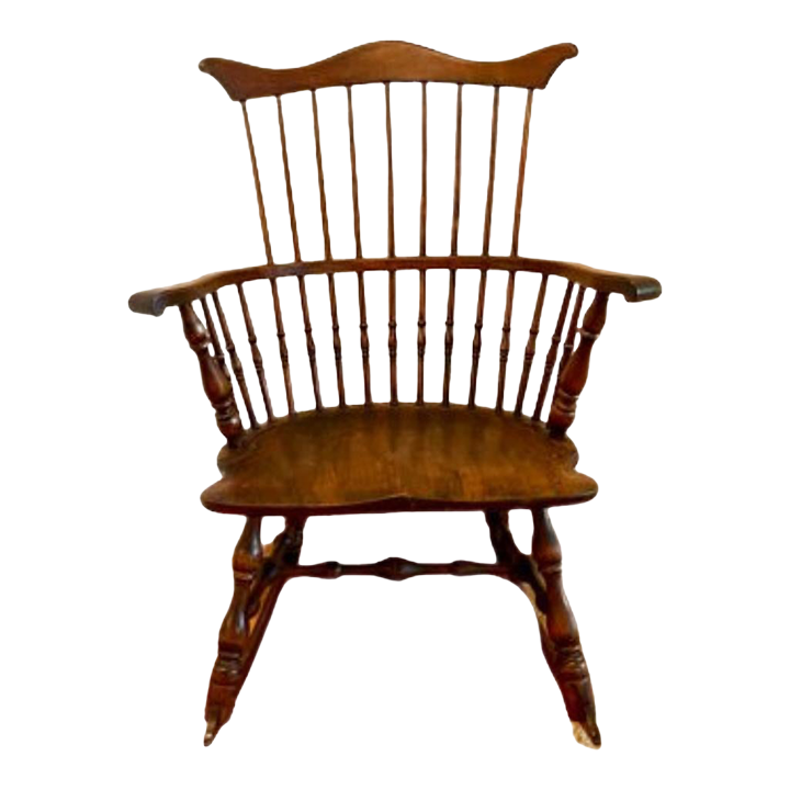 Vintage Comb Back Wood Rocking Chair | Chairish