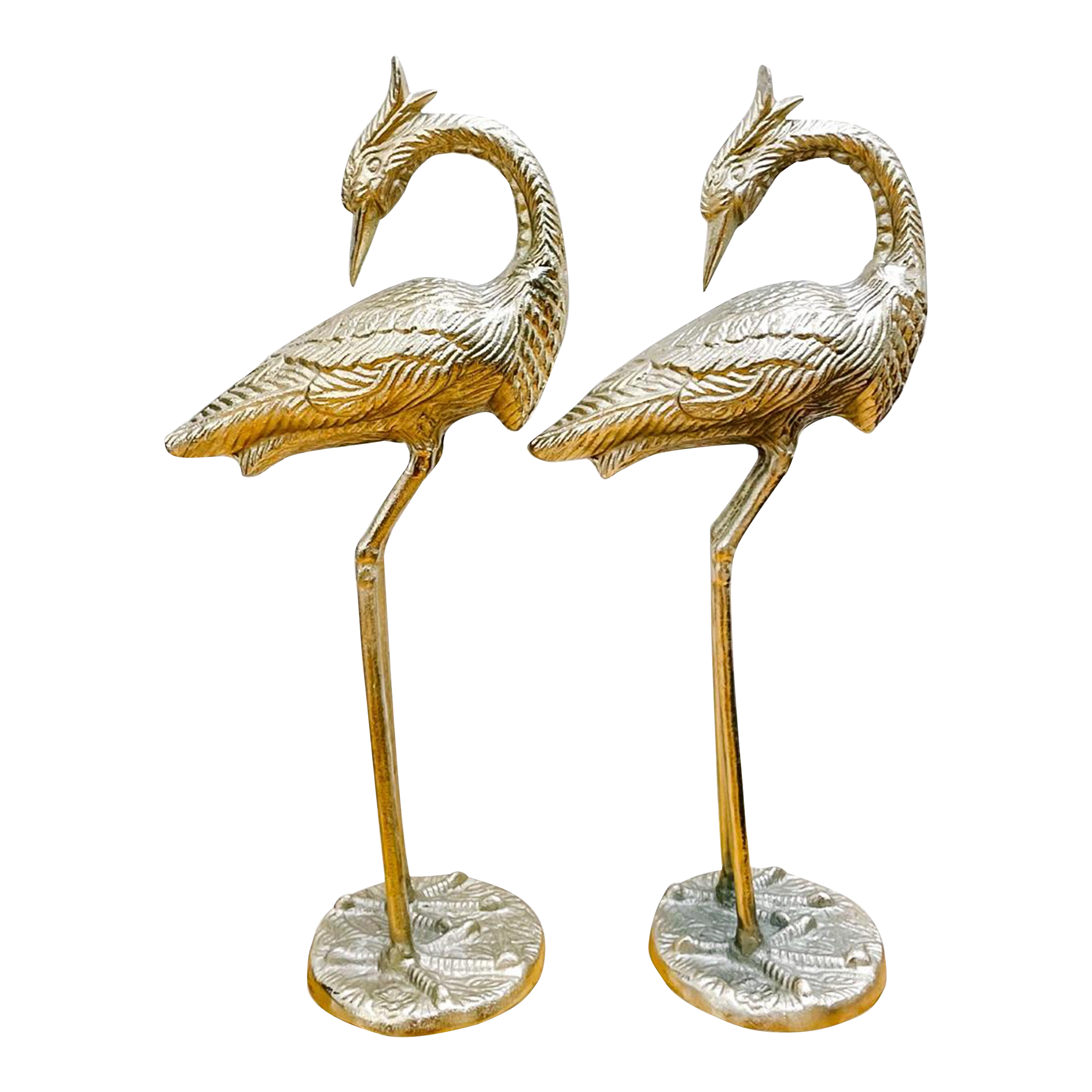 Tall Hollywood Regency Crane Figurines - a Pair | Chairish