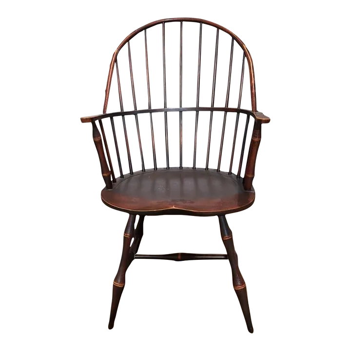 David T. Smith Sack Back Windsor Arm Chair Bench Made Black Crackle ...