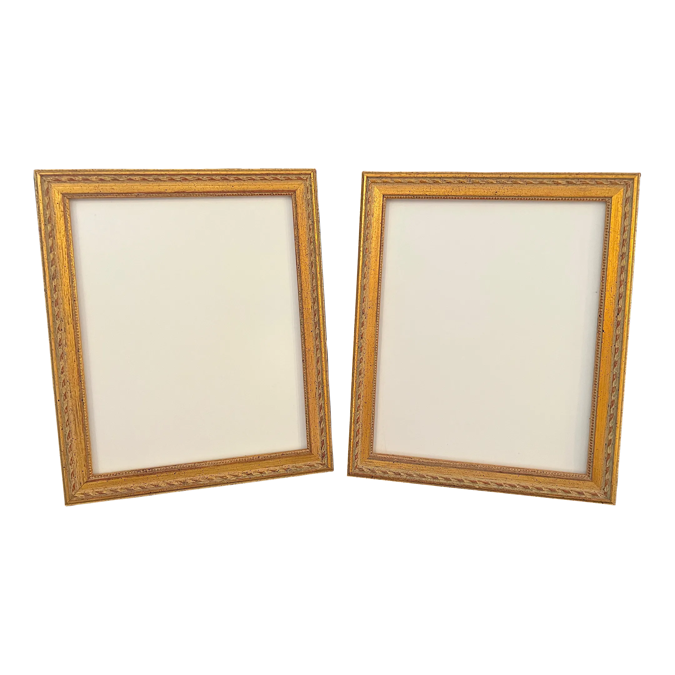 Pair of Vintage Italian Gold Wood Picture Frames Under Glass | Chairish