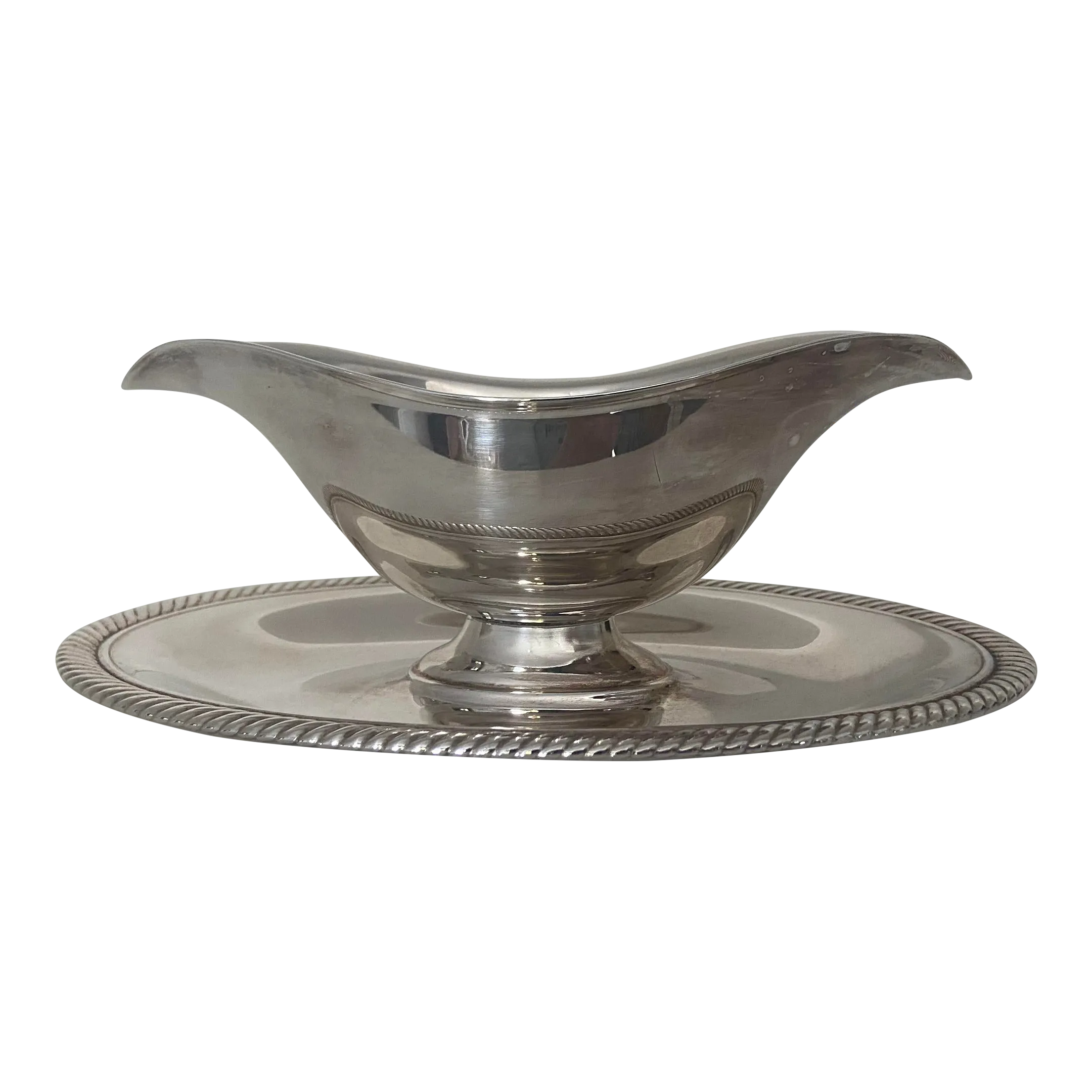 Vintage Wm Rogers Silverplated Gravy Boat With Double Spouts | Chairish