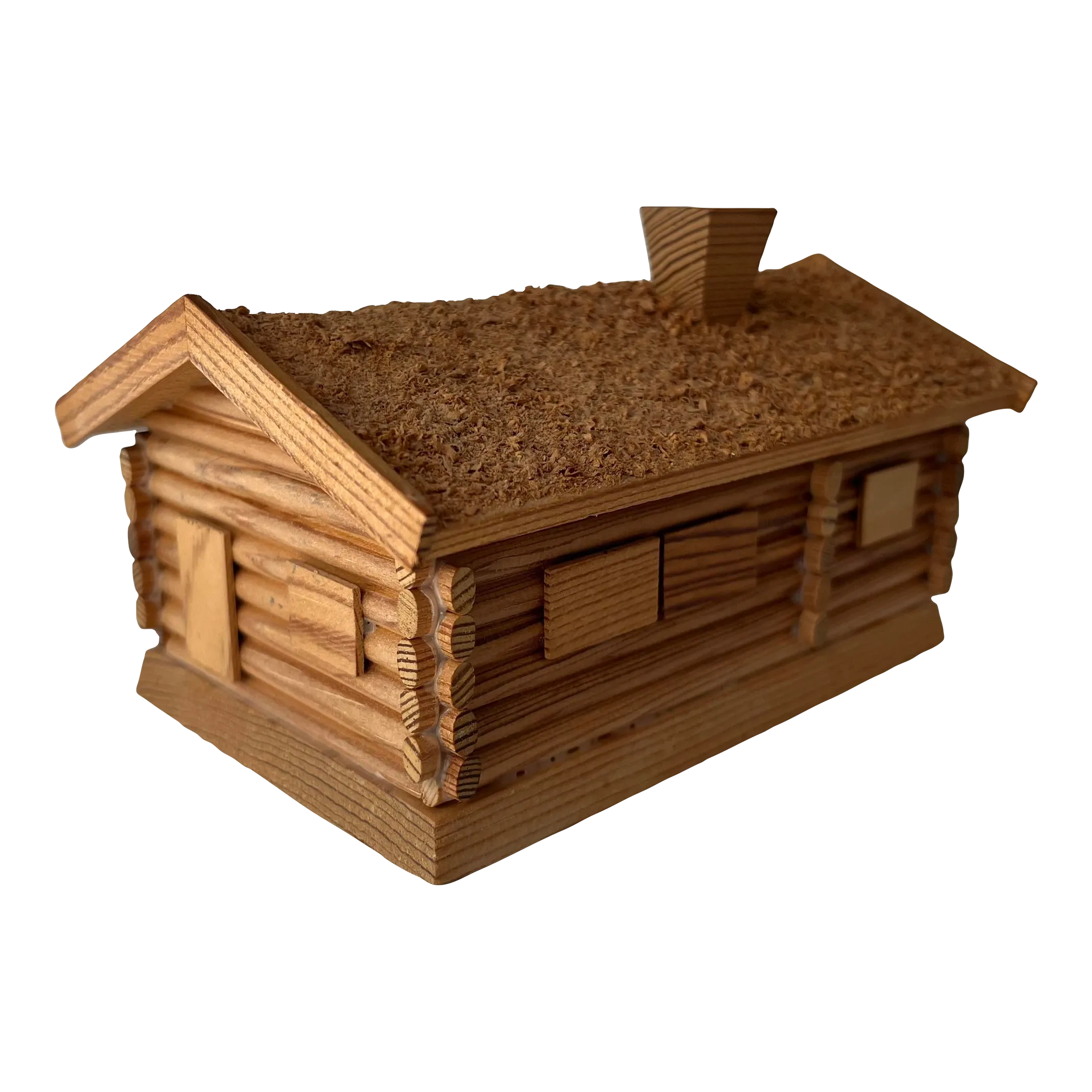 Mid 20th Century Vintage Handmade Wooden Log Cabin Cigarette and Match ...