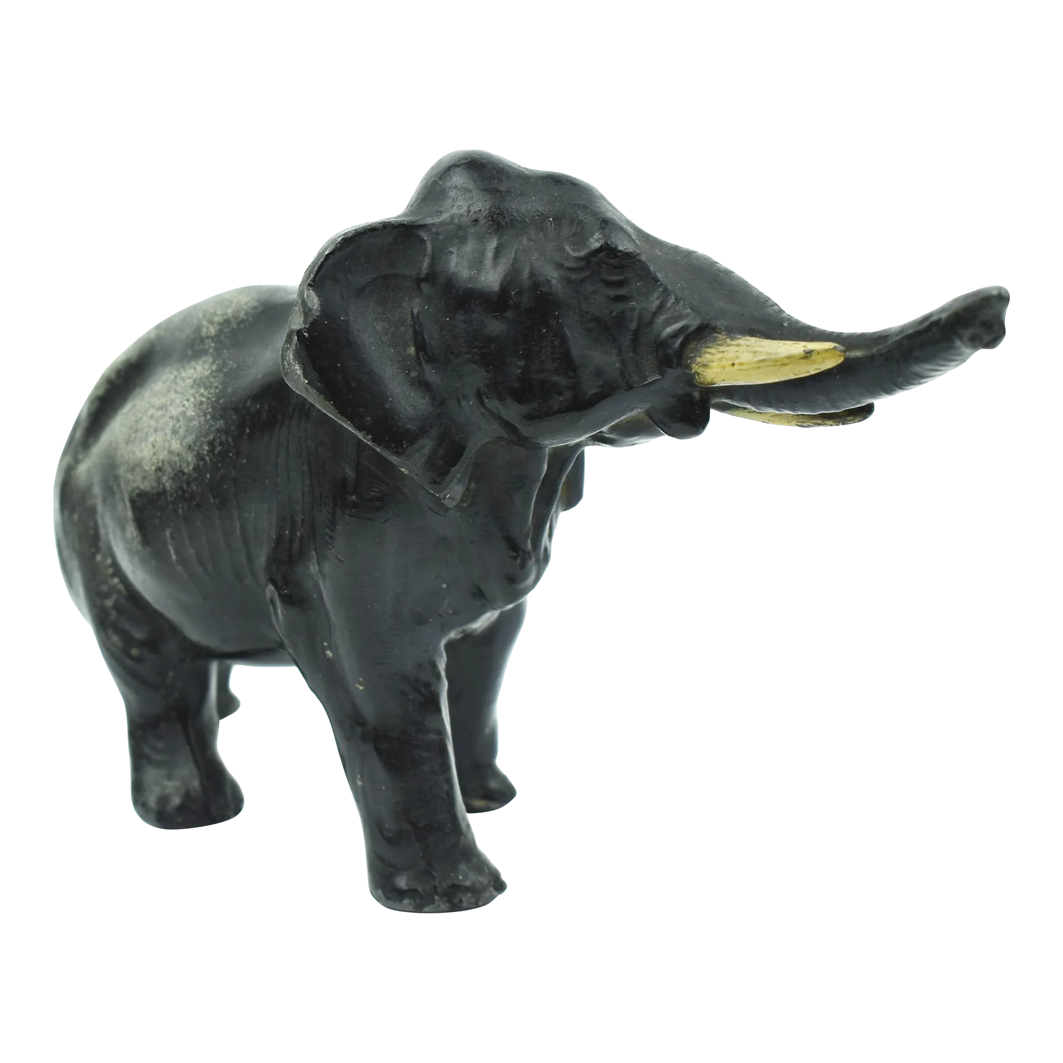 Mid 20th Century Cast Metal Trunk Up Elephant Model Figurine | Chairish
