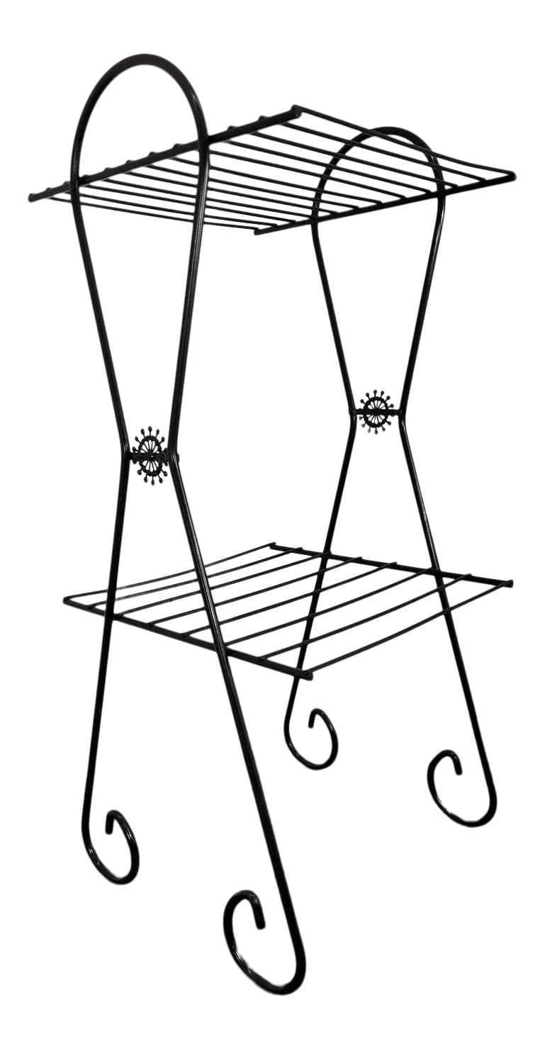 1960s Mid-Century Modern Black Metal Telephone Stand | Chairish