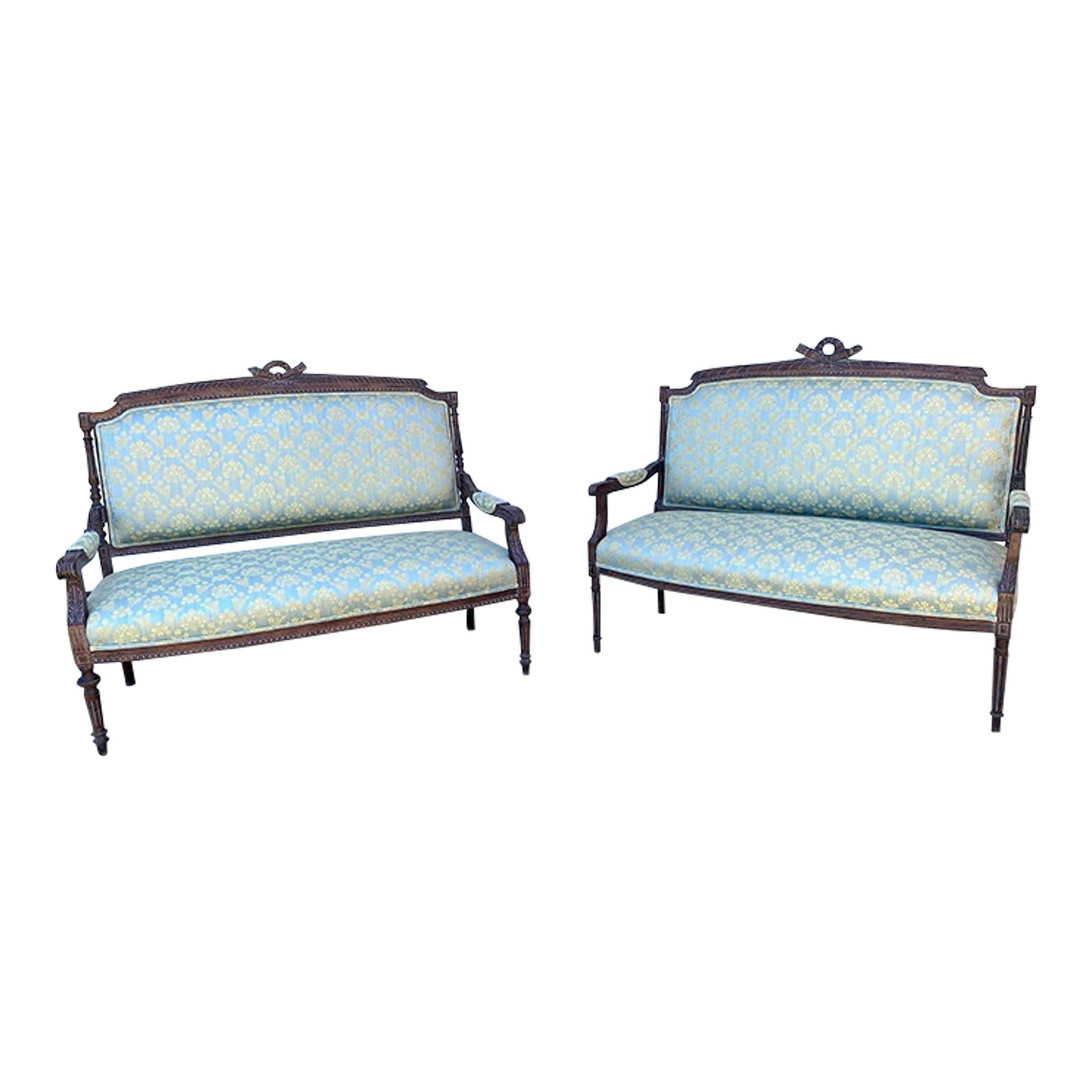 Pair of Late 19th Century Regency Style, Carved Wood & Upholstered ...